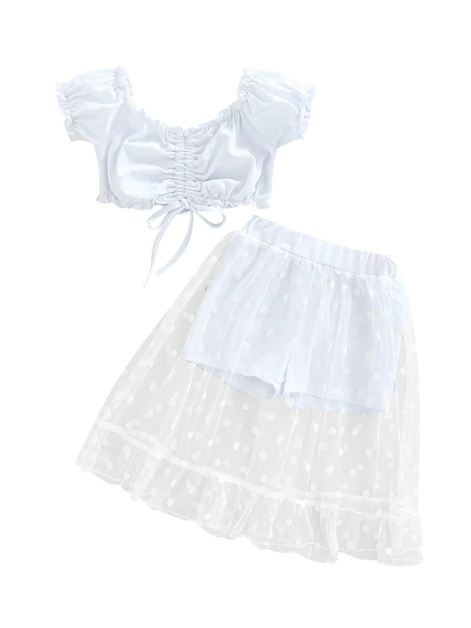 Bagilaanoe 2Pcs Little Girls Skirt Set Letter Ruffle Drawstring Pleated ...