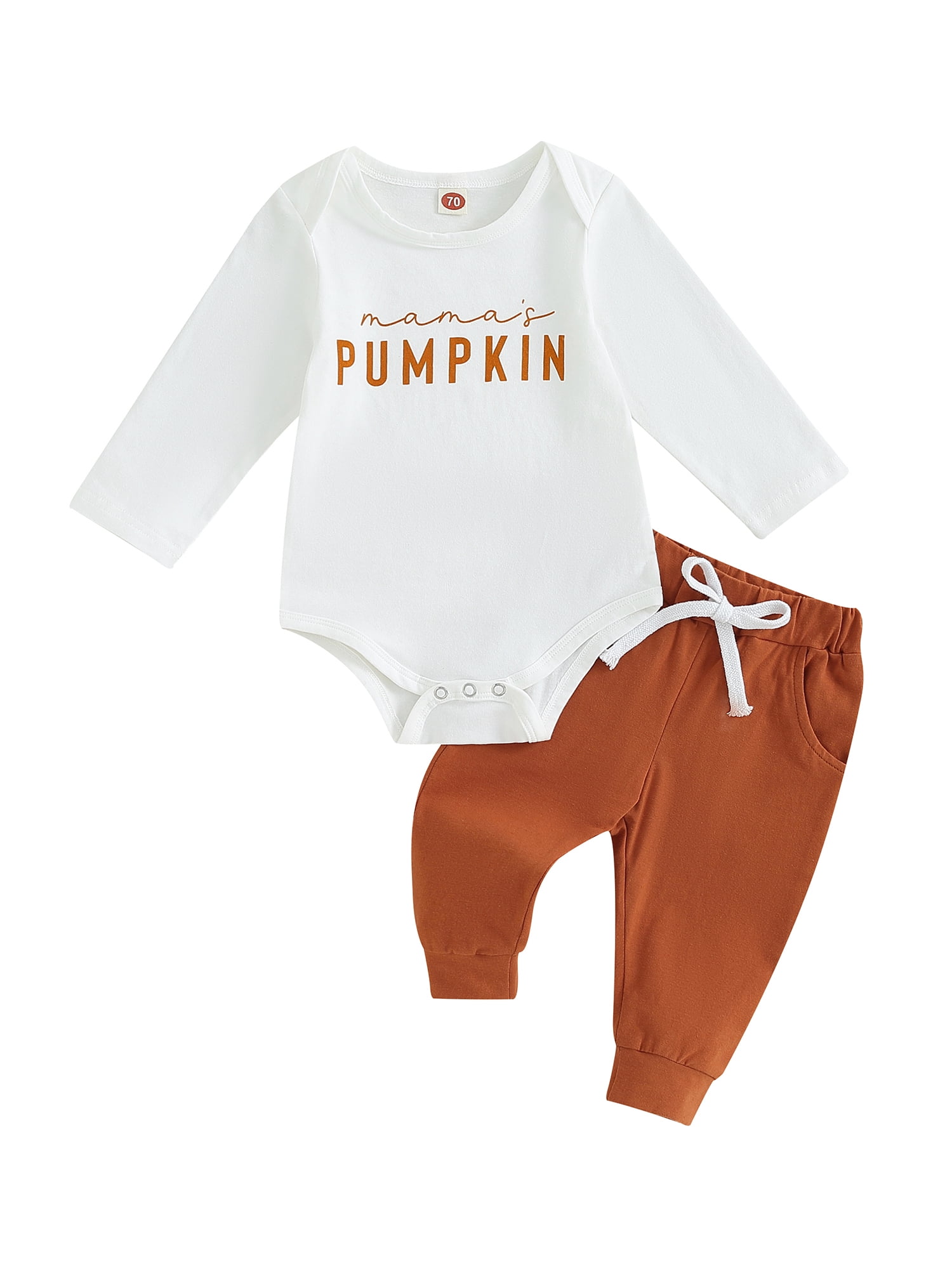 Bagilaanoe 2Pcs Newborn Baby Boy Halloween Outfits Letter Print Long Sleeve Romper Tops ...