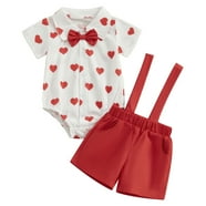 Baby Boy Valentines Day Outfit 3M 6M 12M 18M Sweatshirt Romper Long Sleeve Bubble Onesie Newborn ...