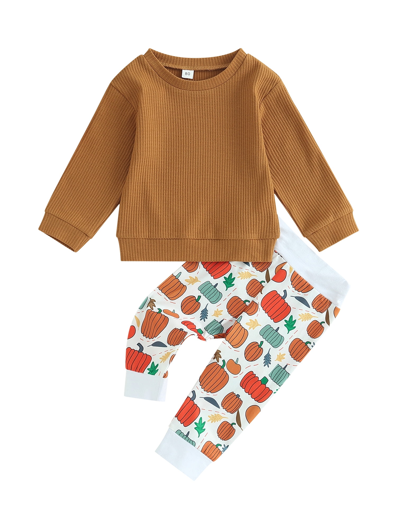 Bagilaanoe 2Pcs Toddler Baby Girl Boy Halloween Outfits Cartoon Print Long Sleeve Sweatshirt ...