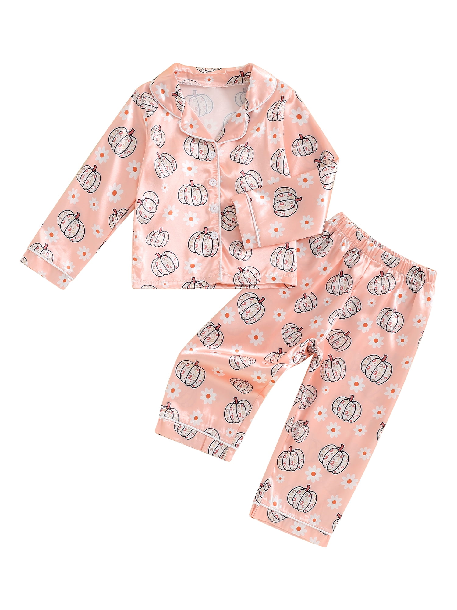Bagilaanoe 2Pcs Toddler Baby Girl Halloween Pajamas Set Pumpkin Print ...