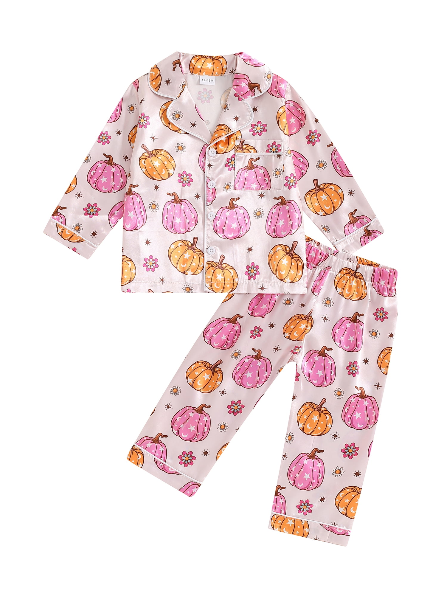 Bagilaanoe 2Pcs Toddler Baby Girl Halloween Pajamas Set Pumpkin Print Long Sleeve Shirt and ...