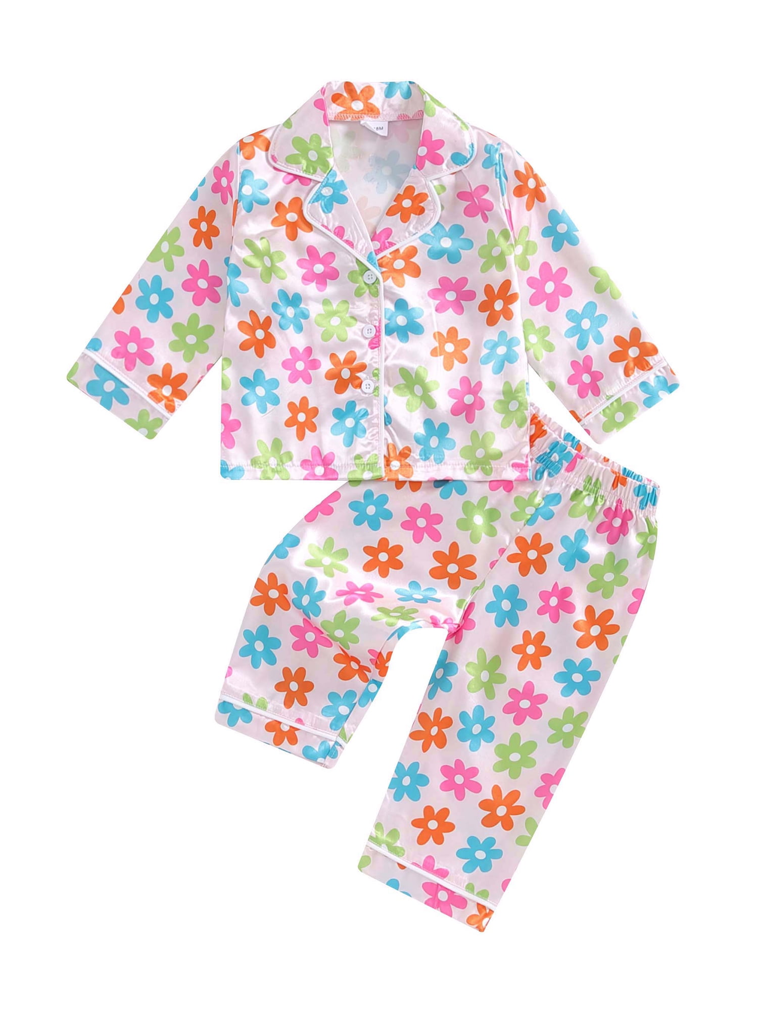 Bagilaanoe 2Pcs Toddler Baby Girl Pajamas Set Print Long Sleeve Shirt ...