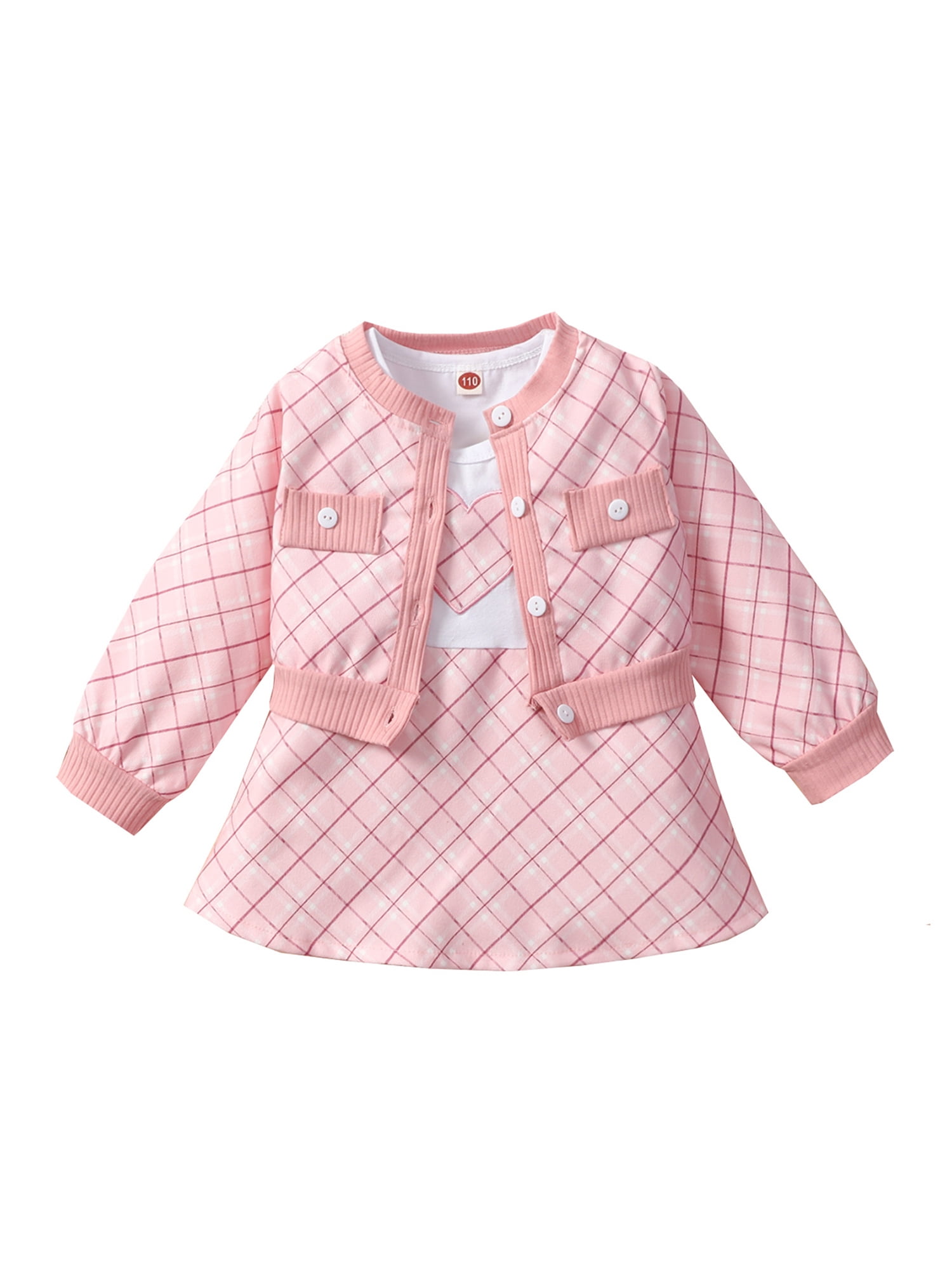 Bagilaanoe 2Pcs Toddler Baby Girls Dress Set Floral Print Long Sleeve ...