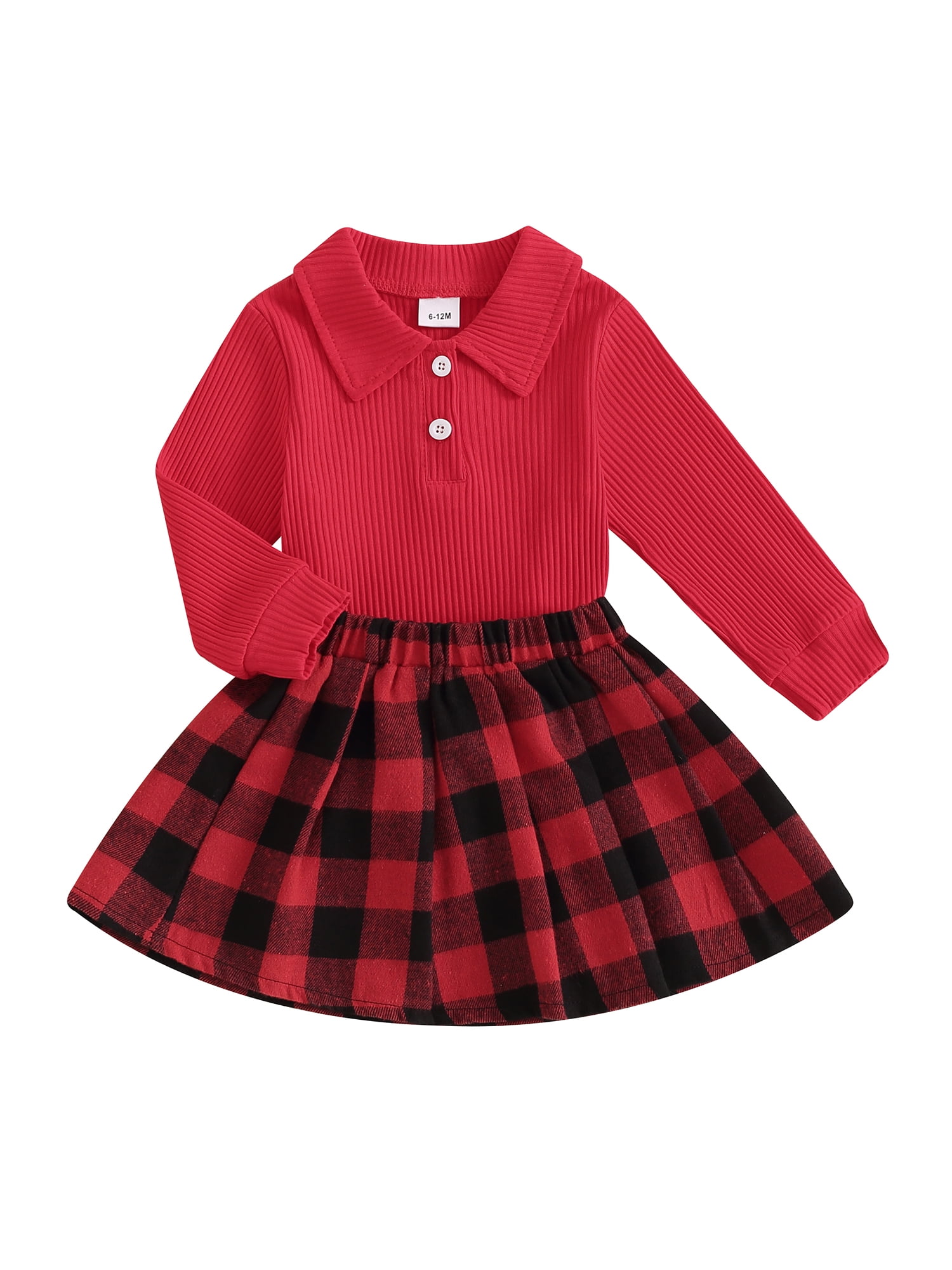 Bagilaanoe 2Pcs Toddler Baby Girls Fall Clothes Long Sleeve Shirt Tops ...