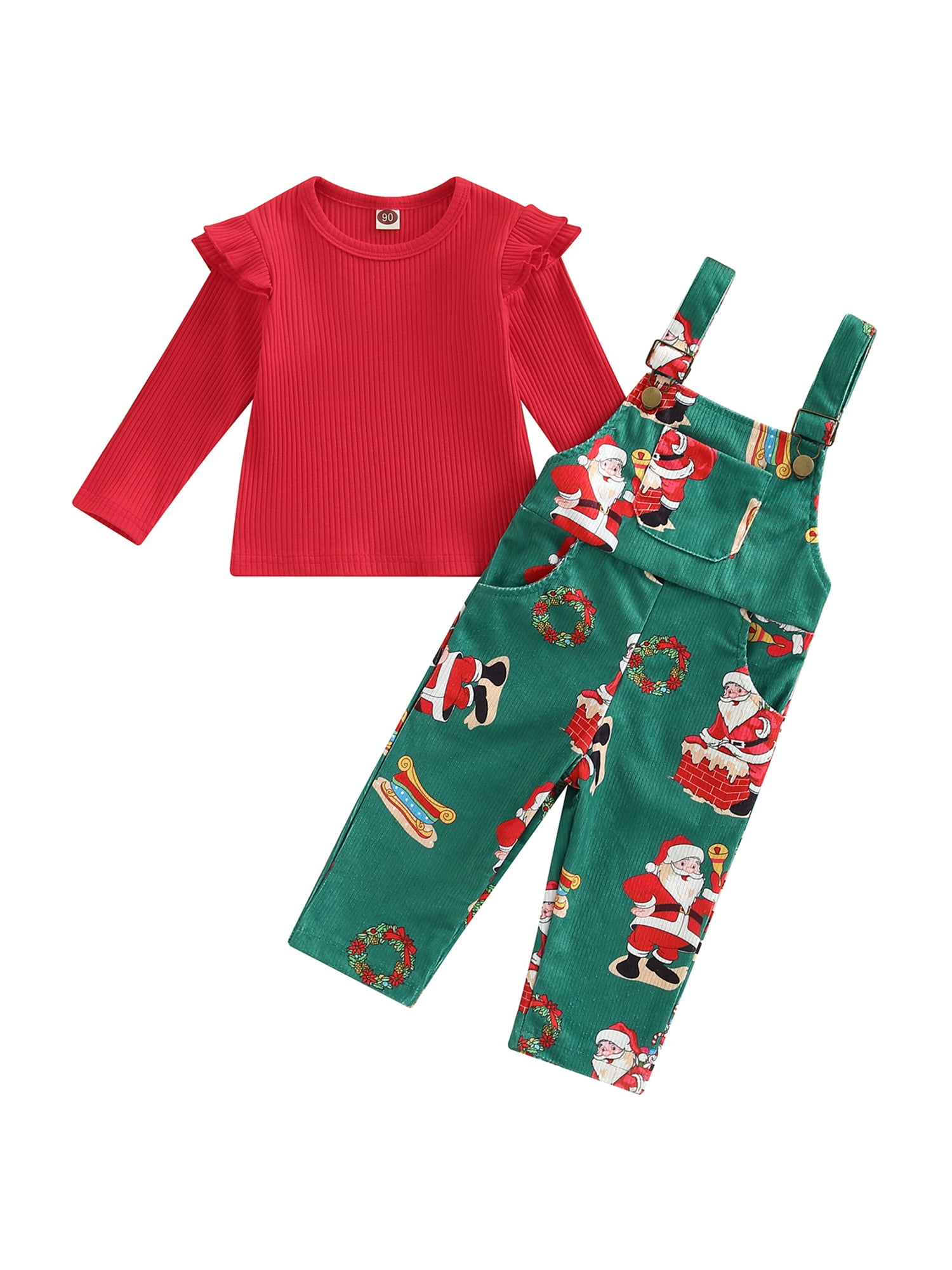 Bagilaanoe Toddler Baby Girl Christmas Outfit, Ruffle Shirt and Santa ...