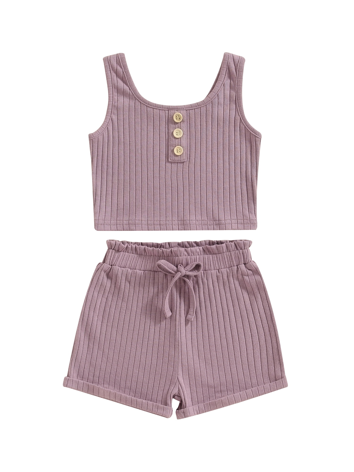 Bagilaanoe 2pcs Little Girl Short Pants Set Sleeveless Knit Tank Tops ...