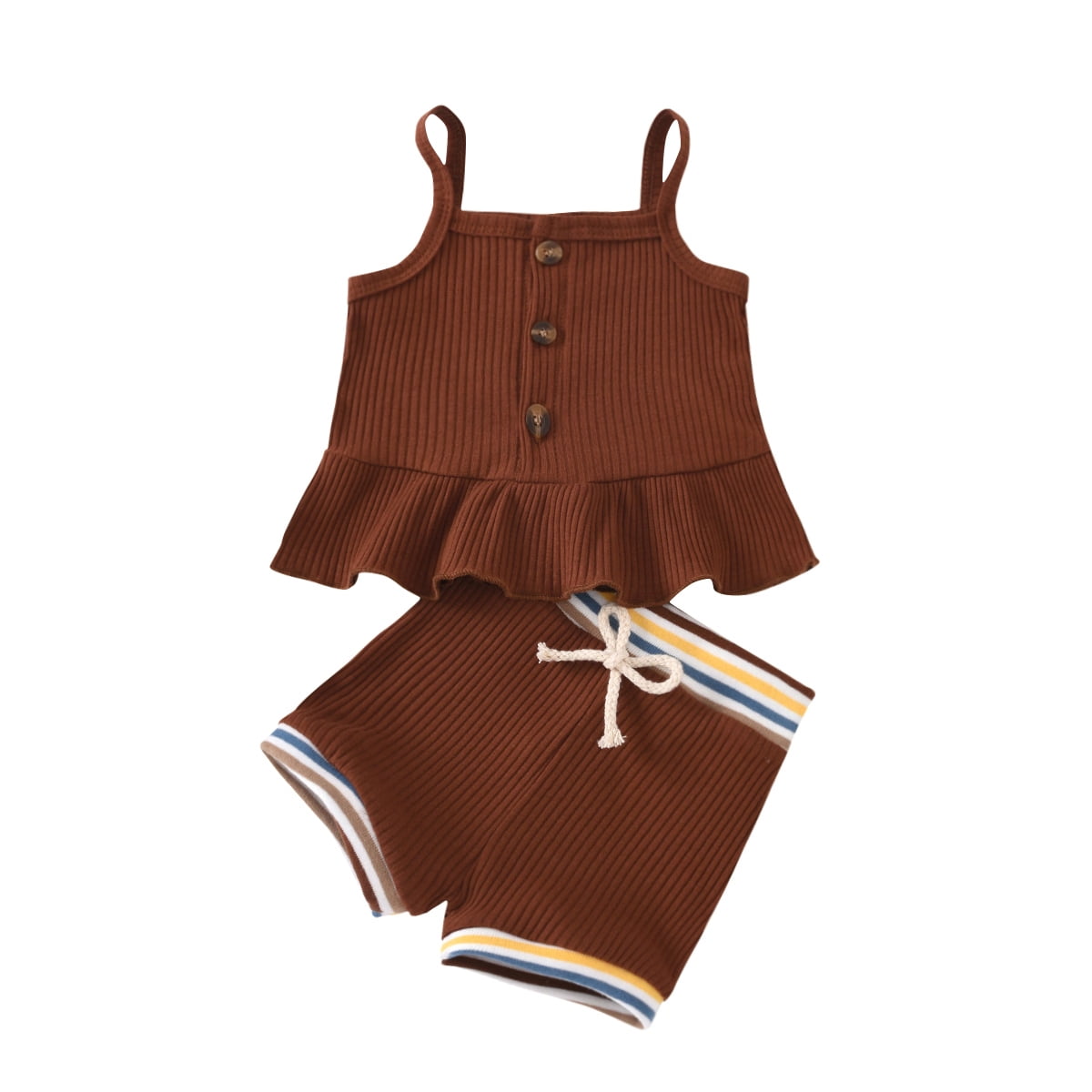 Bagilaanoe 2pcs Newborn Baby Girl Short Pants Set OSleeveless Ruffle ...
