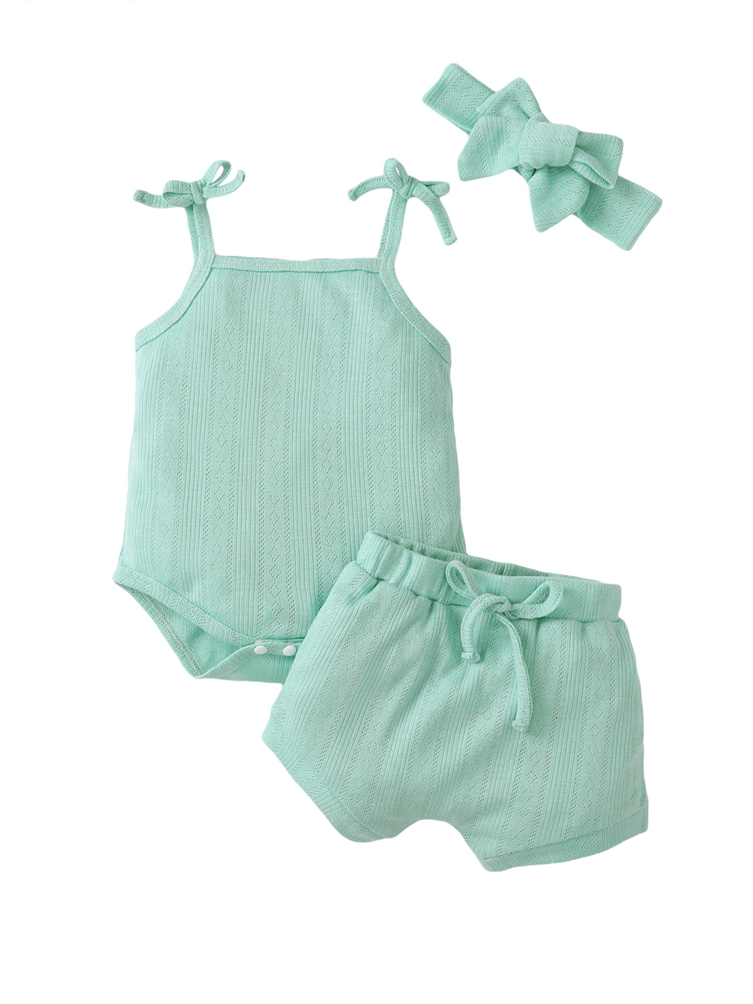 Bagilaanoe 2pcs Newborn Baby Girl Short Pants Set Sleeveless Romper ...
