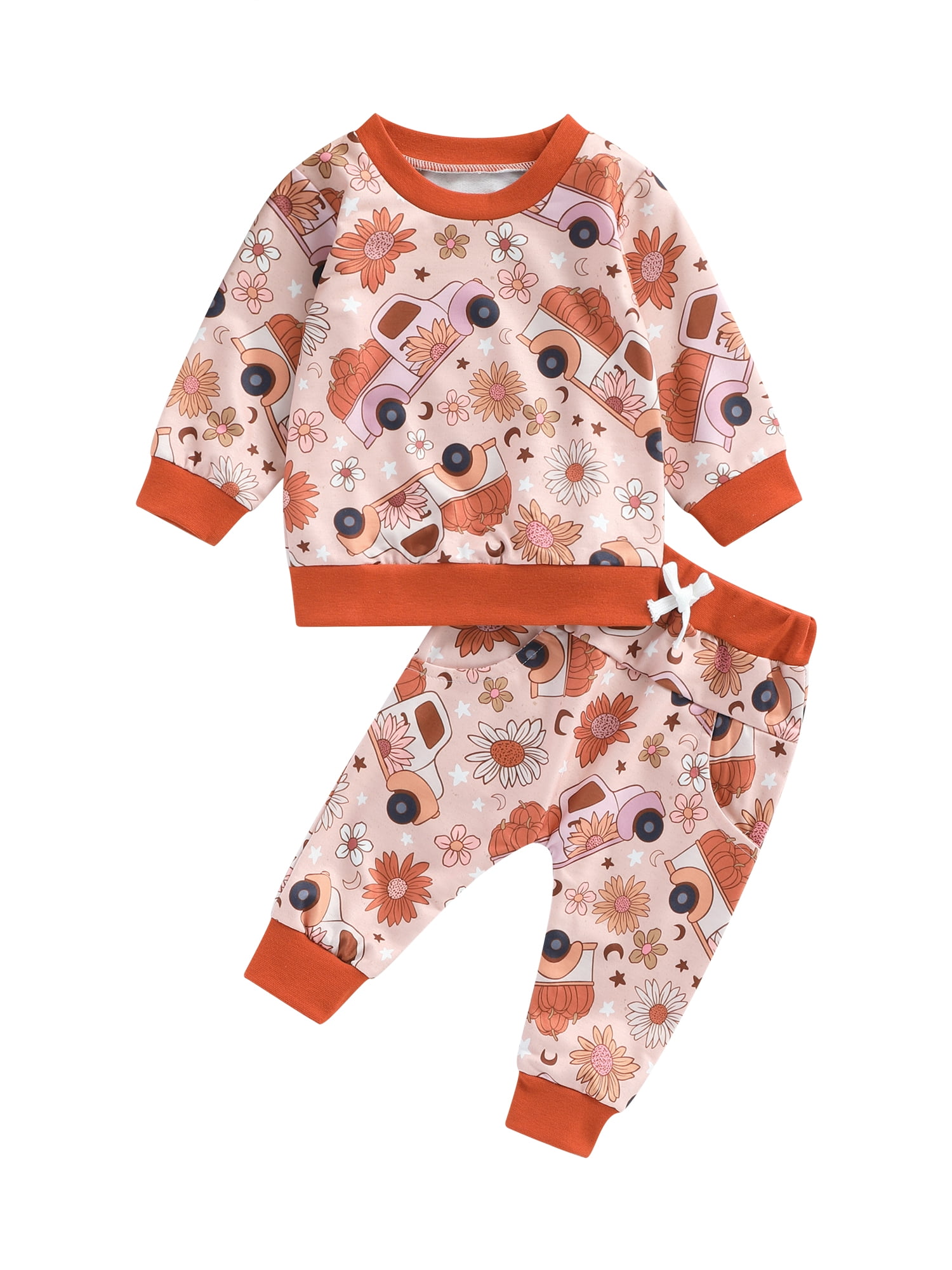 Bagilaanoe 2pcs Newborn Baby Girls Boy Halloween Outfits Pumpkin Print Long Sleeve Sweatshirts ...