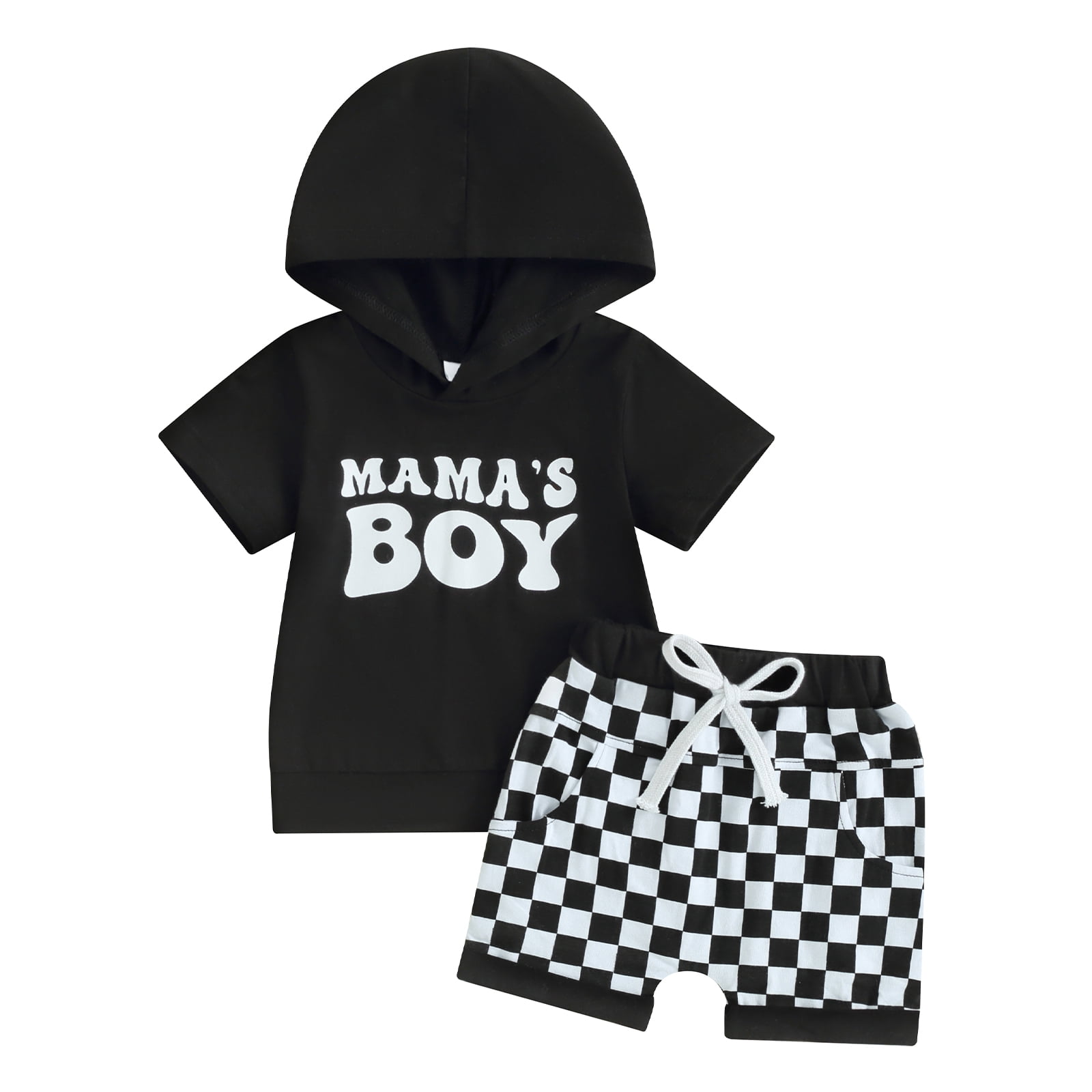 Bagilaanoe 2pcs Toddler Baby Boy Shorts Set Short Sleeve Letter Hoodie ...