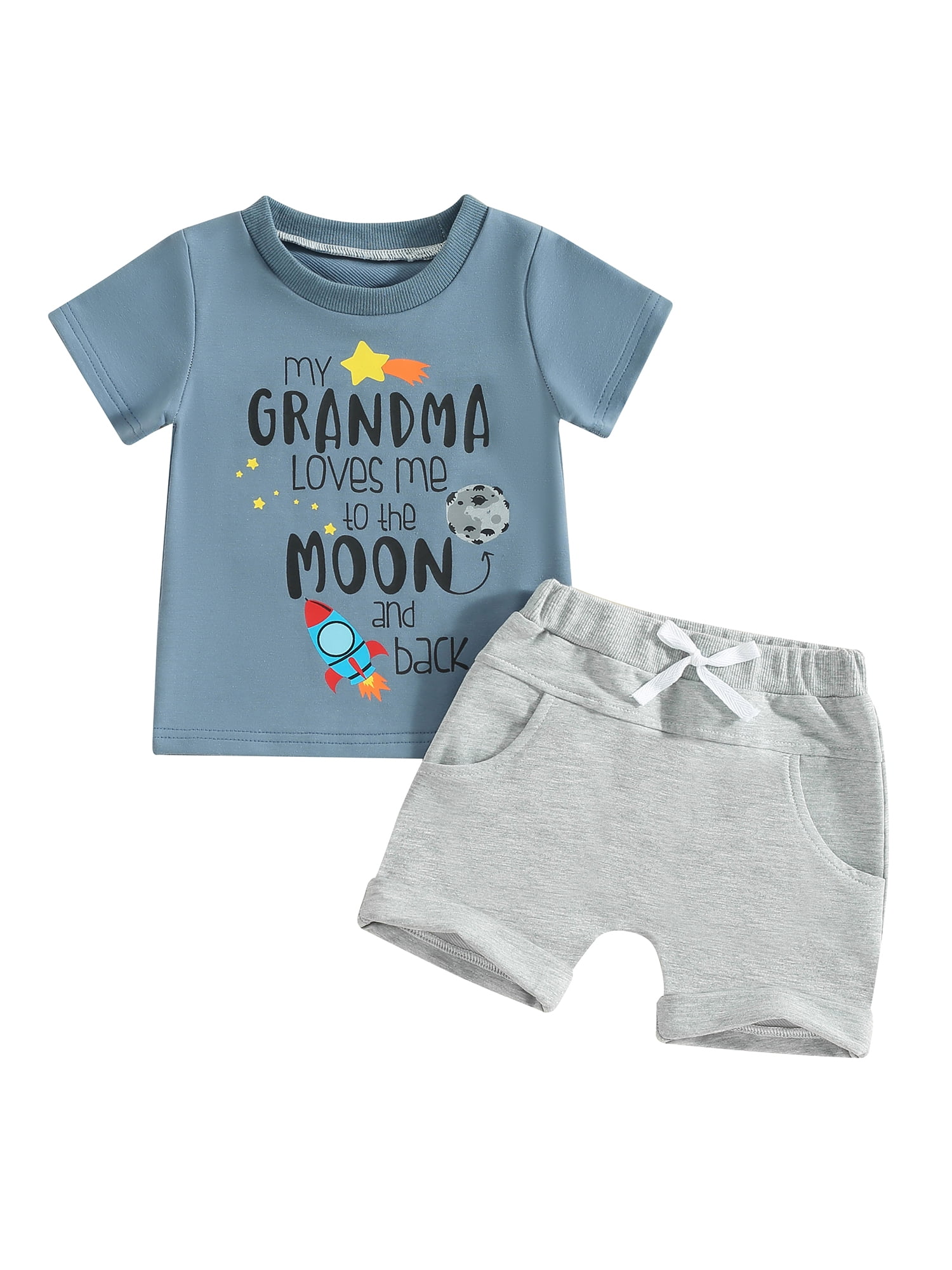 Bagilaanoe 2pcs Toddler Baby Boy Shorts Set Short Sleeve Letter Print T ...