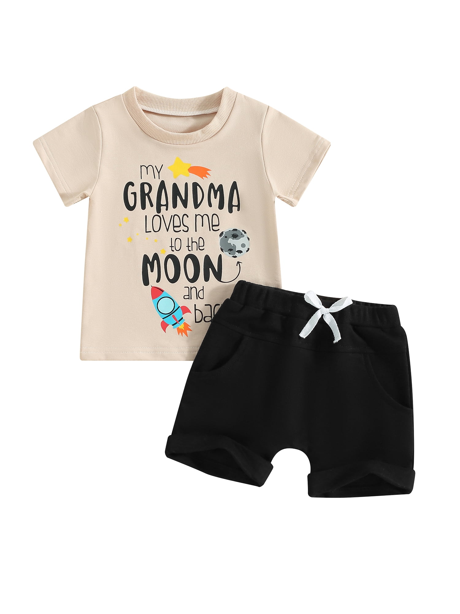 Bagilaanoe 2pcs Toddler Baby Boy Shorts Set Short Sleeve Letter Print T ...