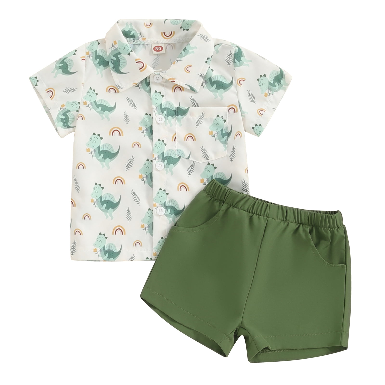 Bagilaanoe 2pcs Toddler Baby Boy Shorts Set Short Sleeve Print Shirt ...