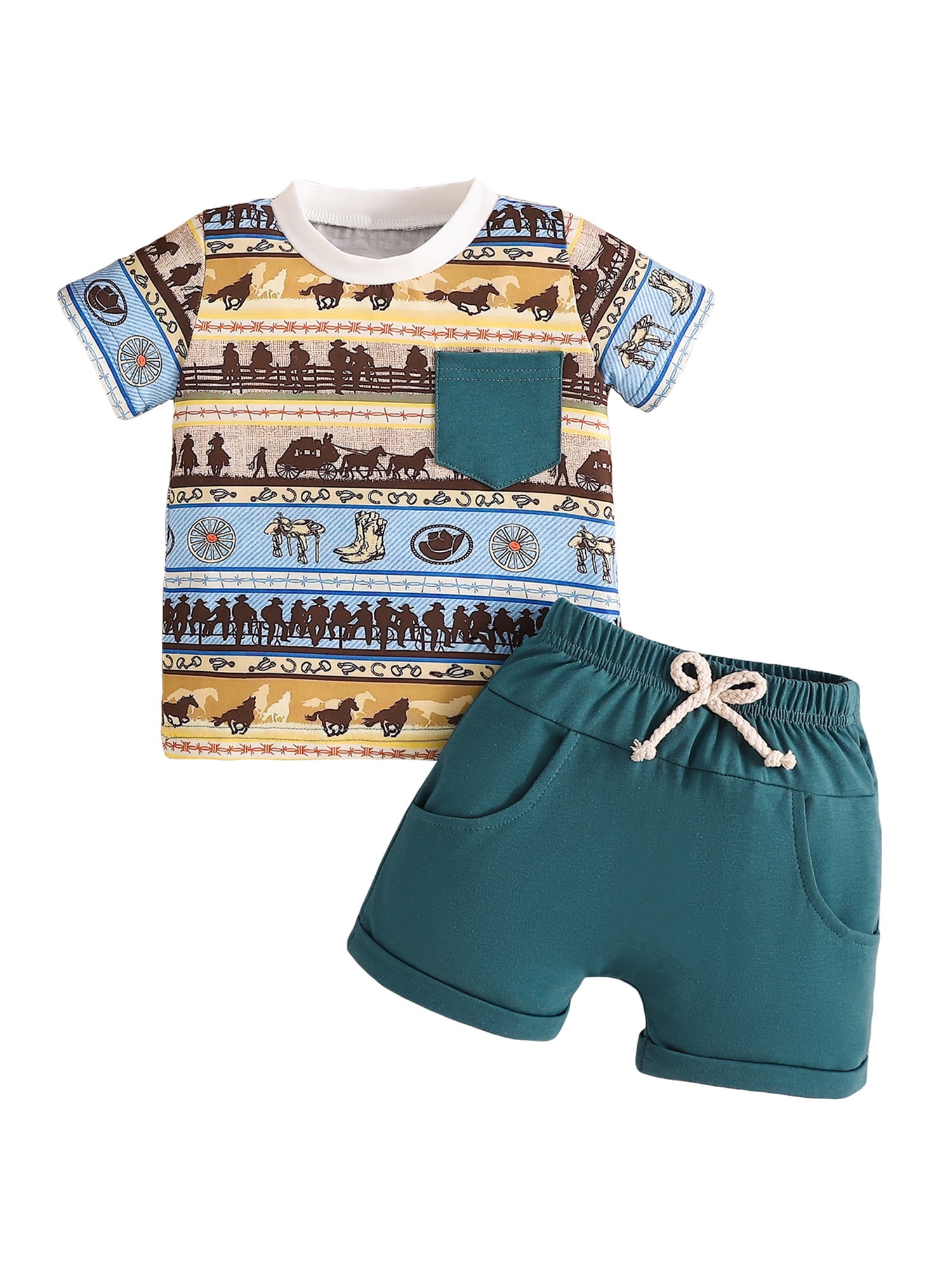Bagilaanoe 2pcs Toddler Baby Boy Shorts Set Short Sleeve Print T Shirt ...