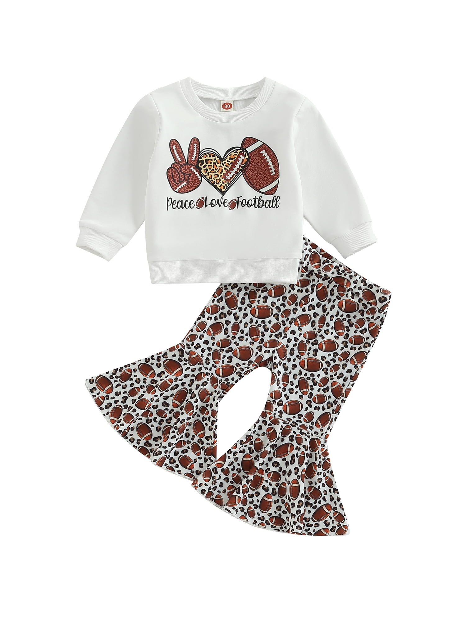 Bagilaanoe 2pcs Toddler Baby Girl Long Pants Set Letter Heart Rugby ...
