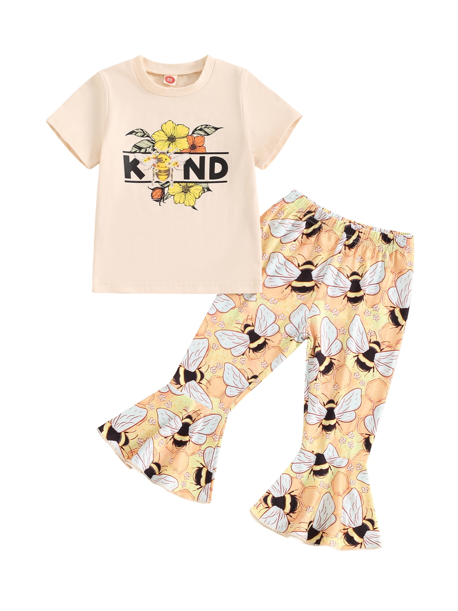 Bagilaanoe 2pcs Toddler Baby Girl Pants Set Letter Short Sleeve T Shirt ...