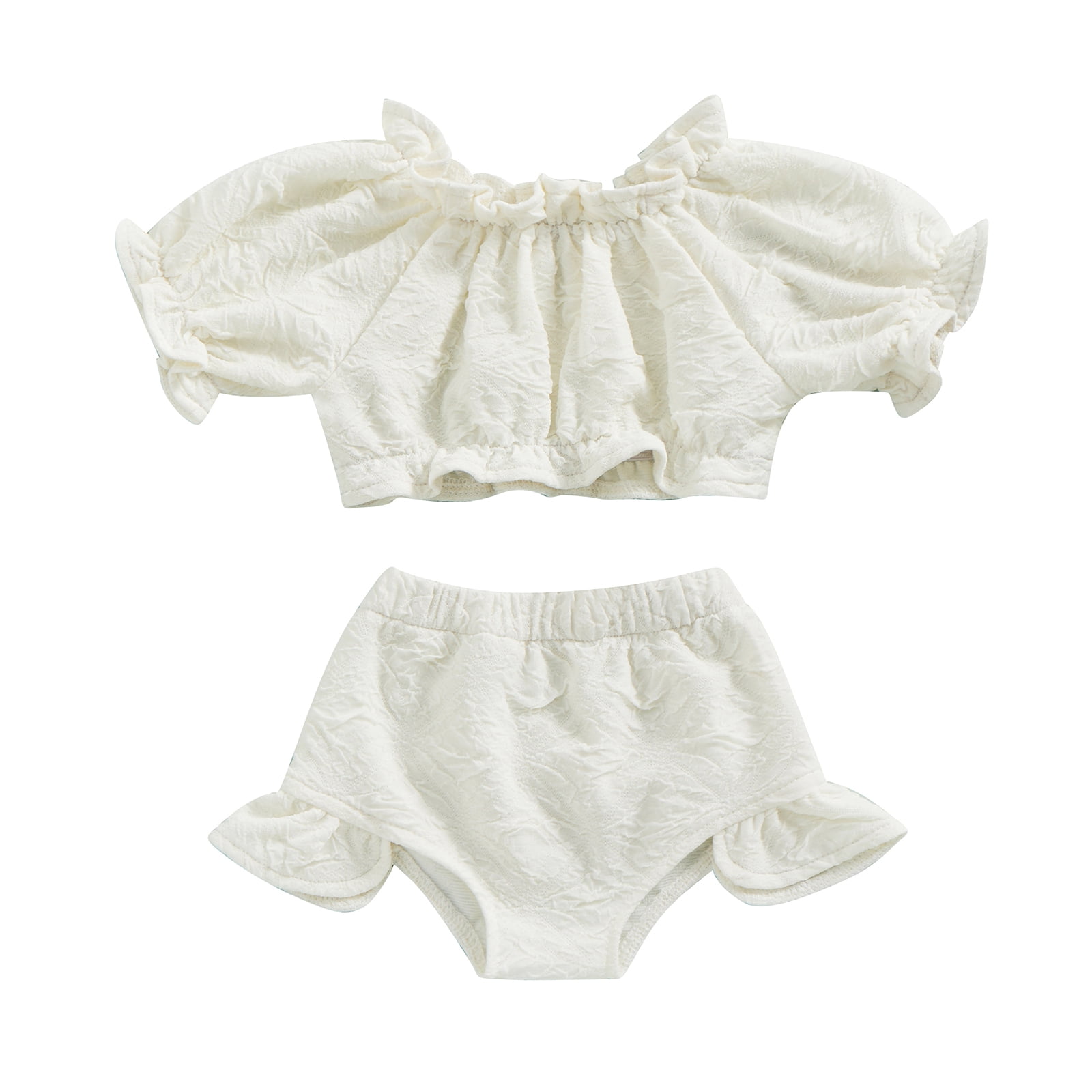 Bagilaanoe 2pcs Toddler Baby Girl Shorts Set Short Puff Sleeve Crop ...