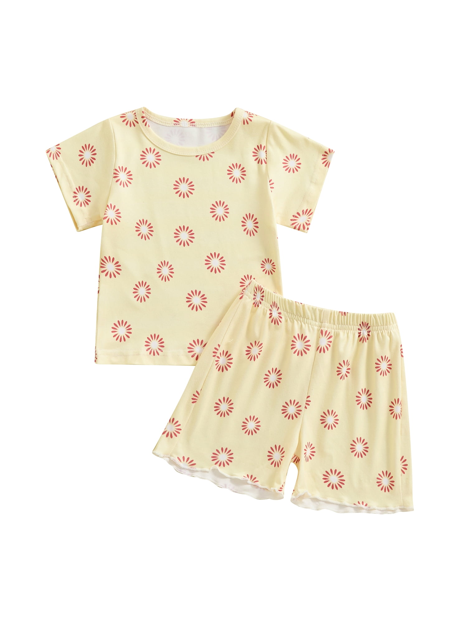Bagilaanoe 2pcs Toddler Baby Girl Shorts Set Short Sleeve Flower Print ...