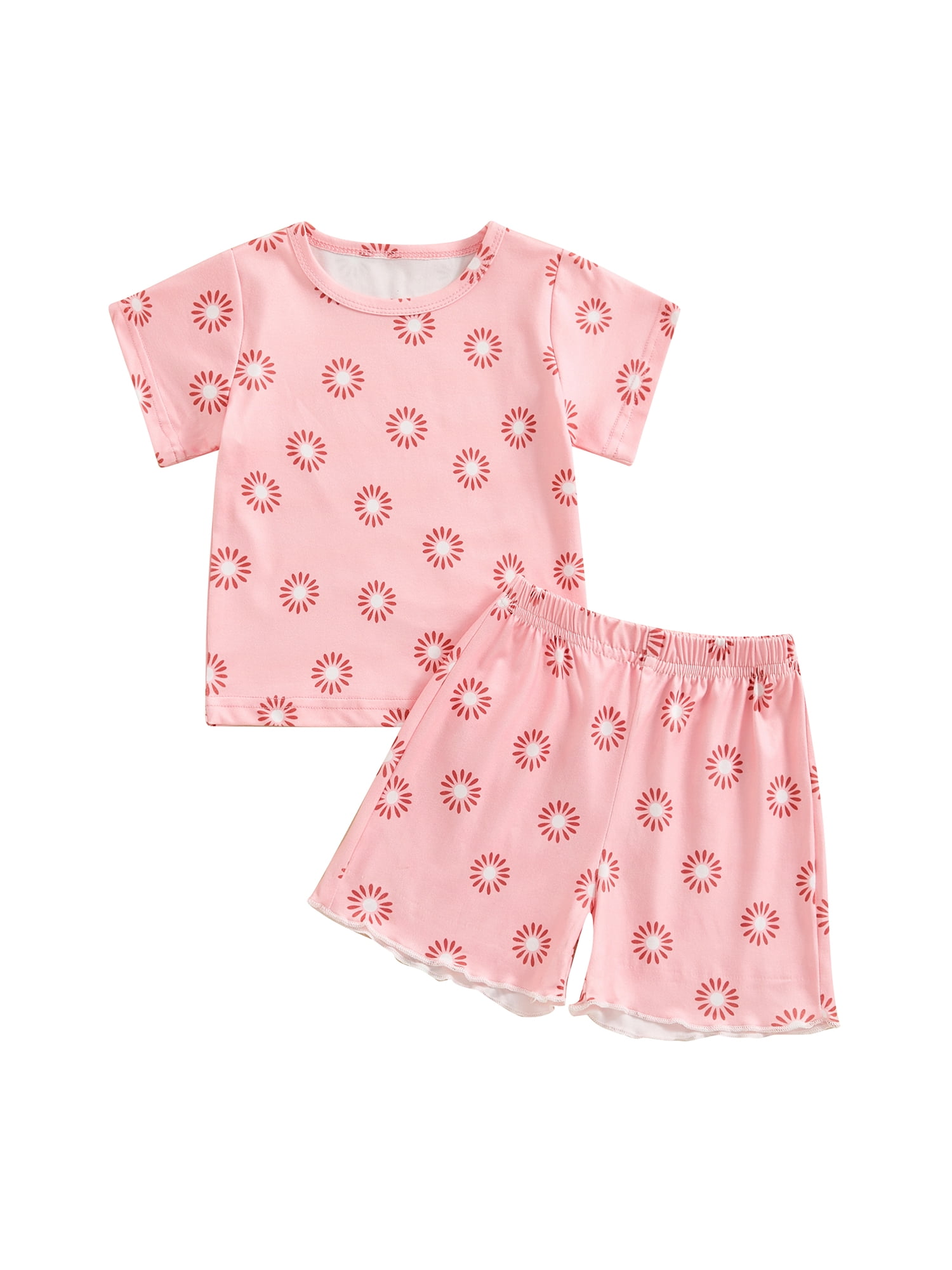 Bagilaanoe 2pcs Toddler Baby Girl Shorts Set Short Sleeve Flower Print ...