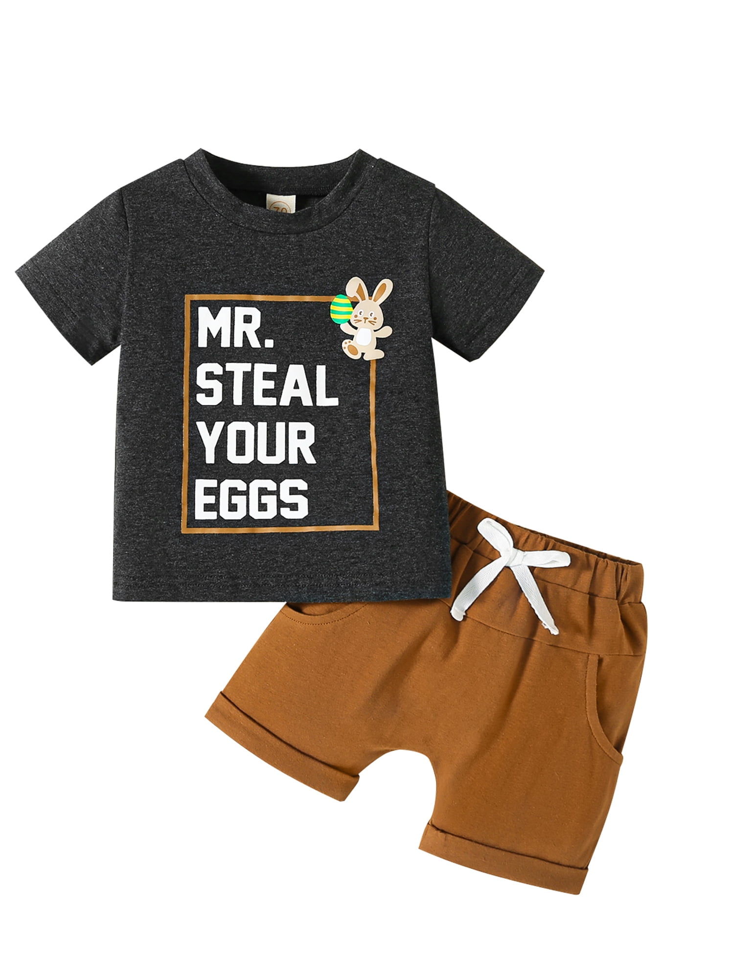 Bagilaanoe 2pcs Toddler Easter Outfits Baby Boy Shorts Set Short Sleeve ...