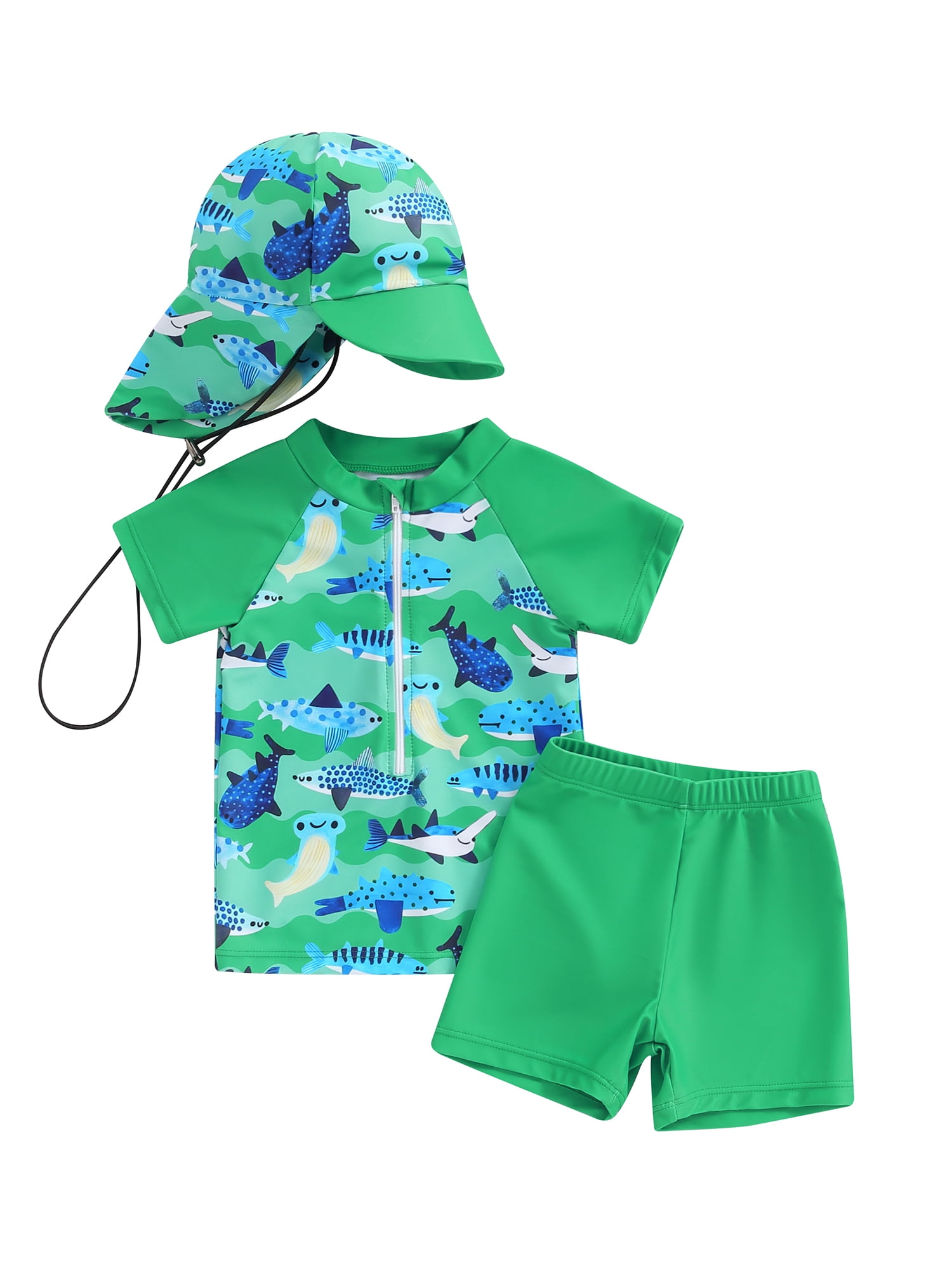 Bagilaanoe 3 Piece Toddler Baby Boys Swimsuits Set Print Short Sleeve ...