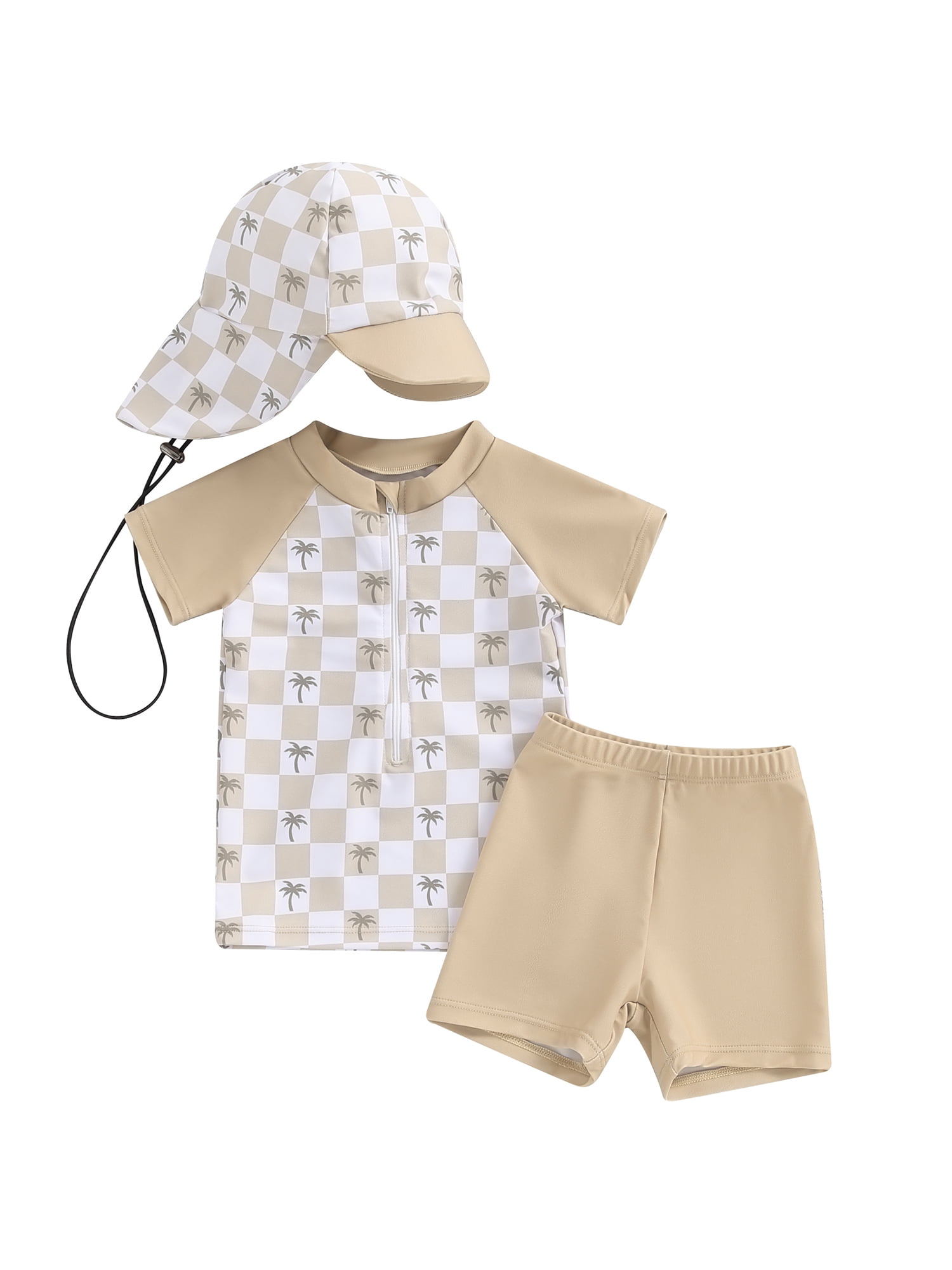 Bagilaanoe 3 Piece Toddler Baby Boys Swimsuits Set Print Short Sleeve ...