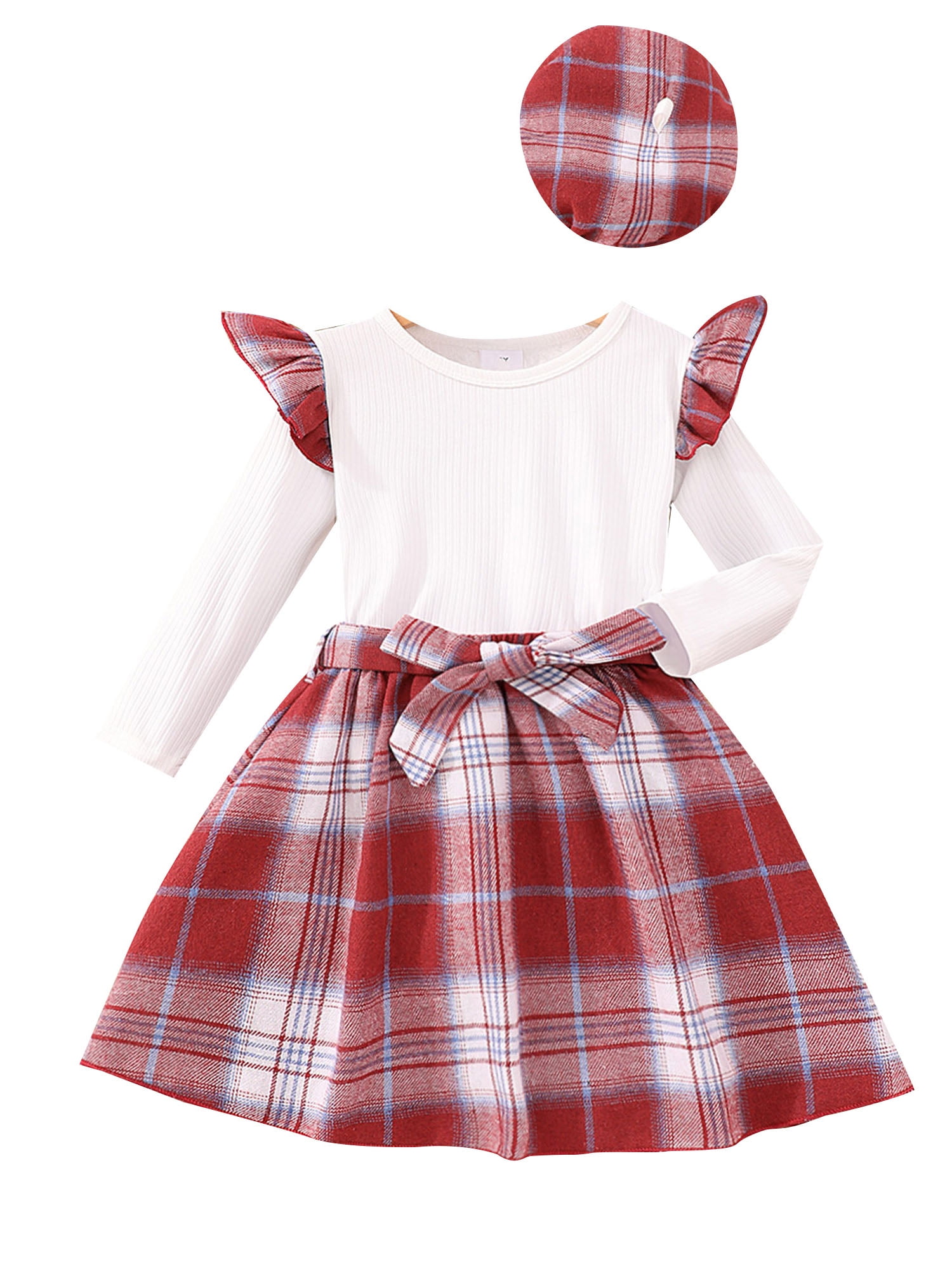 Bagilaanoe 3Pcs Little Girls Fall Clothes Toddler Patchwork Long Sleeve ...