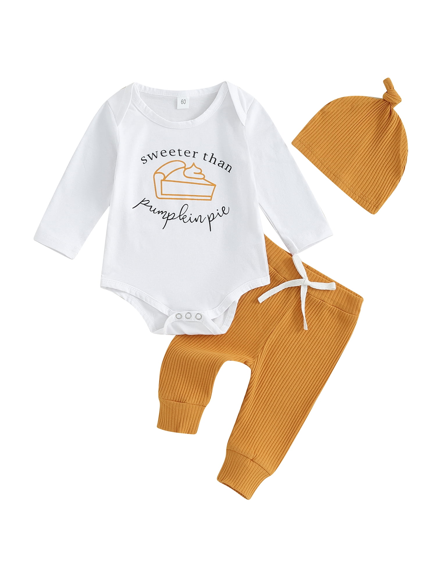 Bagilaanoe 3Pcs Newborn Baby Girl Boy Halloween Clothes Pumpkin Long Sleeve Romper Tops ...
