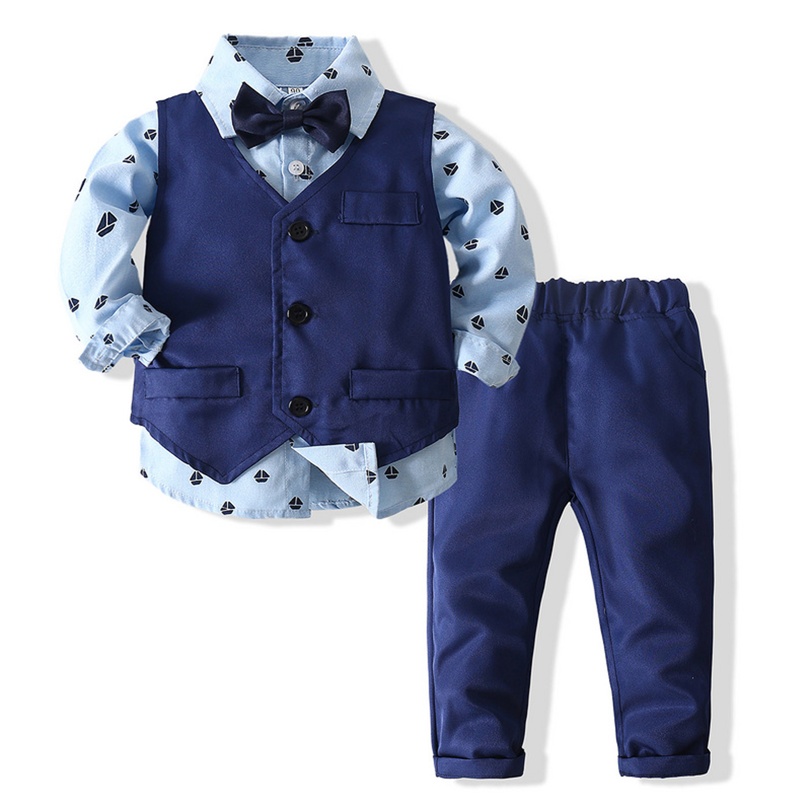 Bagilaanoe Baby Boys Formal Dress Suit, Long Sleeve Sailboat Print ...