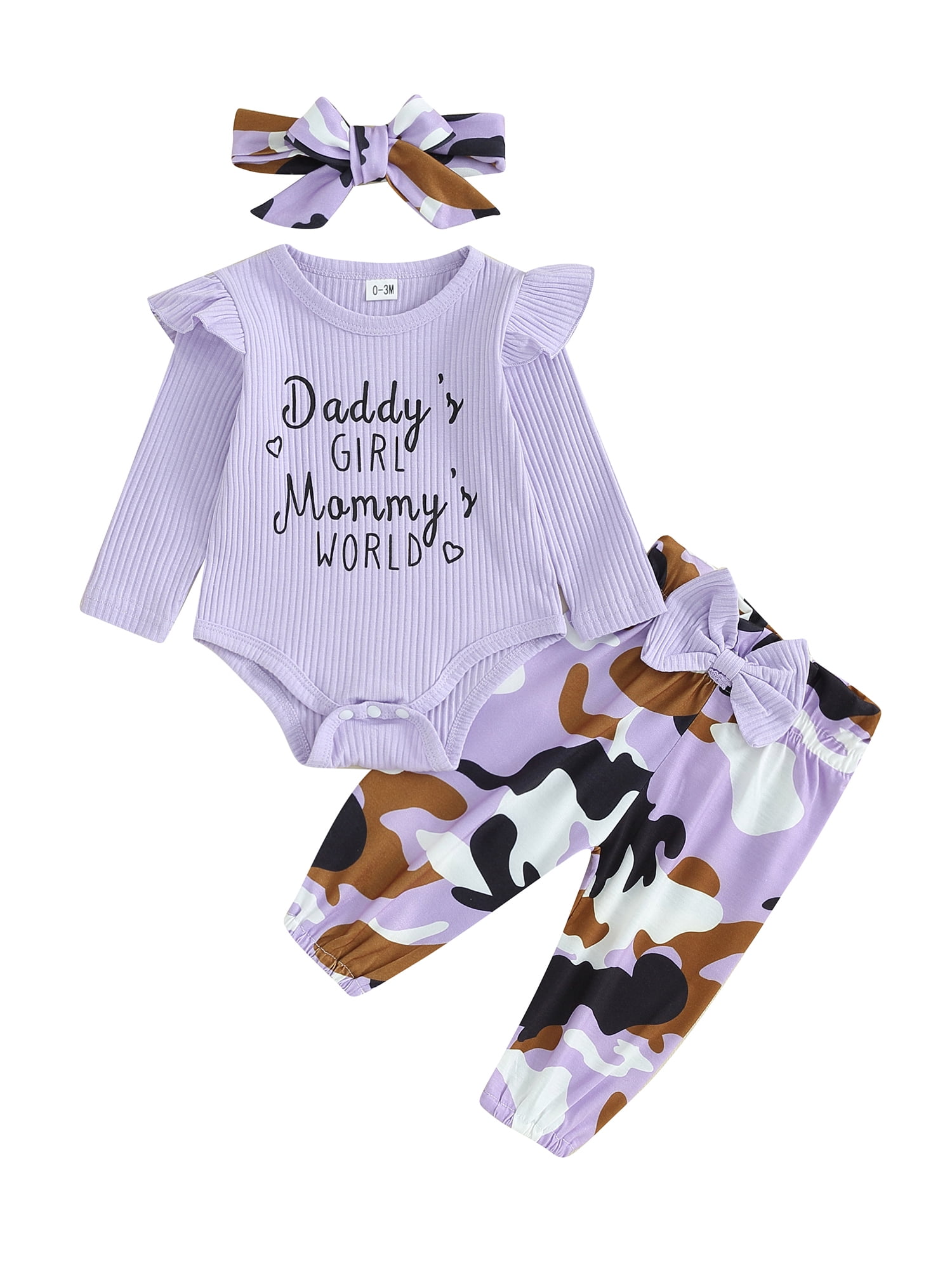 Bagilaanoe 3pcs Baby Girl Clothing Set Newborn Casual Outfits Long Sleeve Romper Tops ...