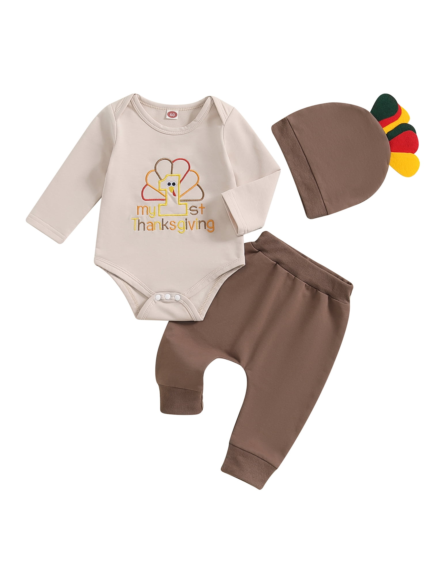 Bagilaanoe 3pcs Baby Girls Boys Fall Holiday Outfits Pants Set Newborn Turkey/Pumpkin Long ...