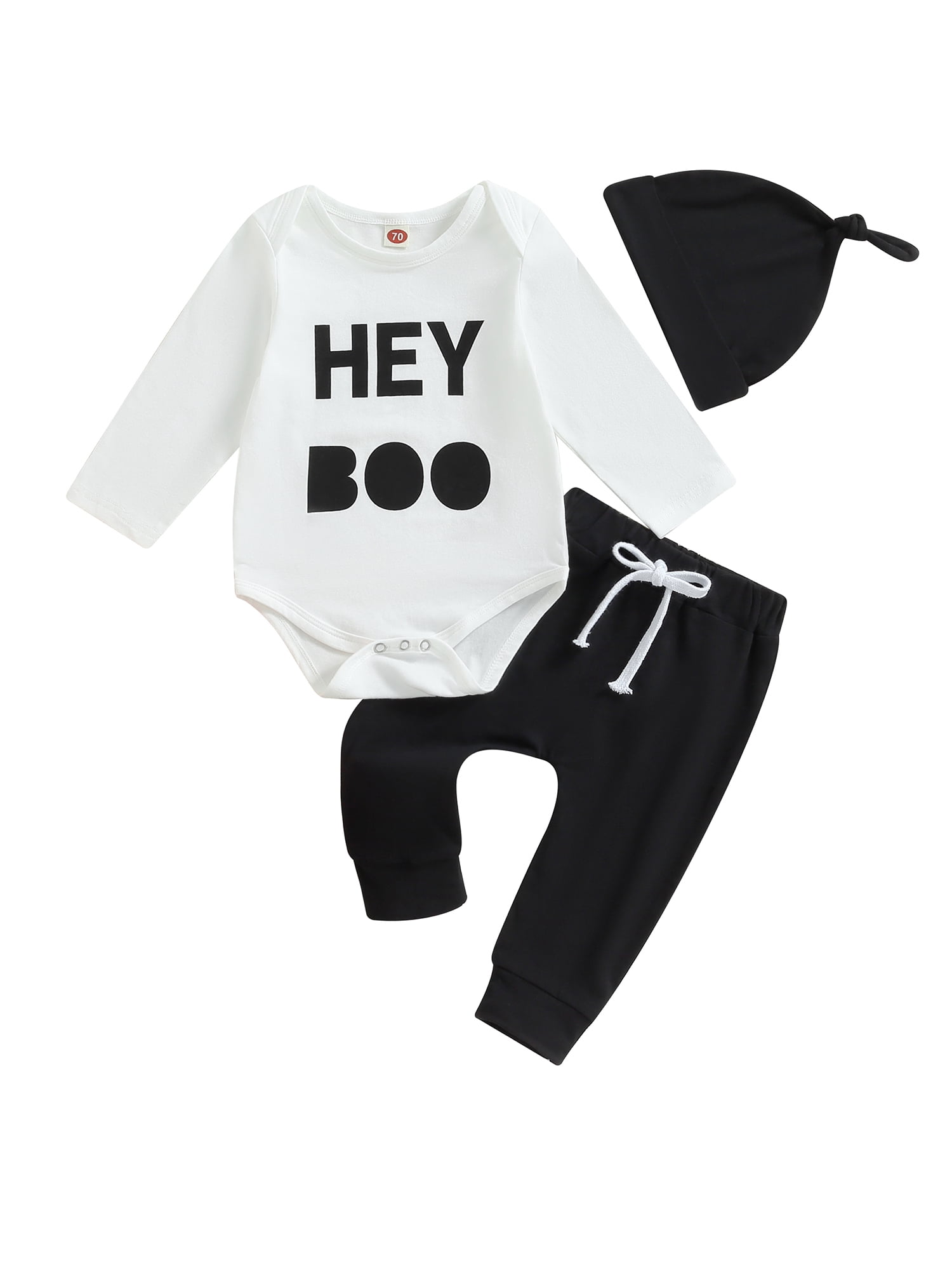 Bagilaanoe 3pcs Newborn Baby Boy Halloween Outfits Letters Print Long ...