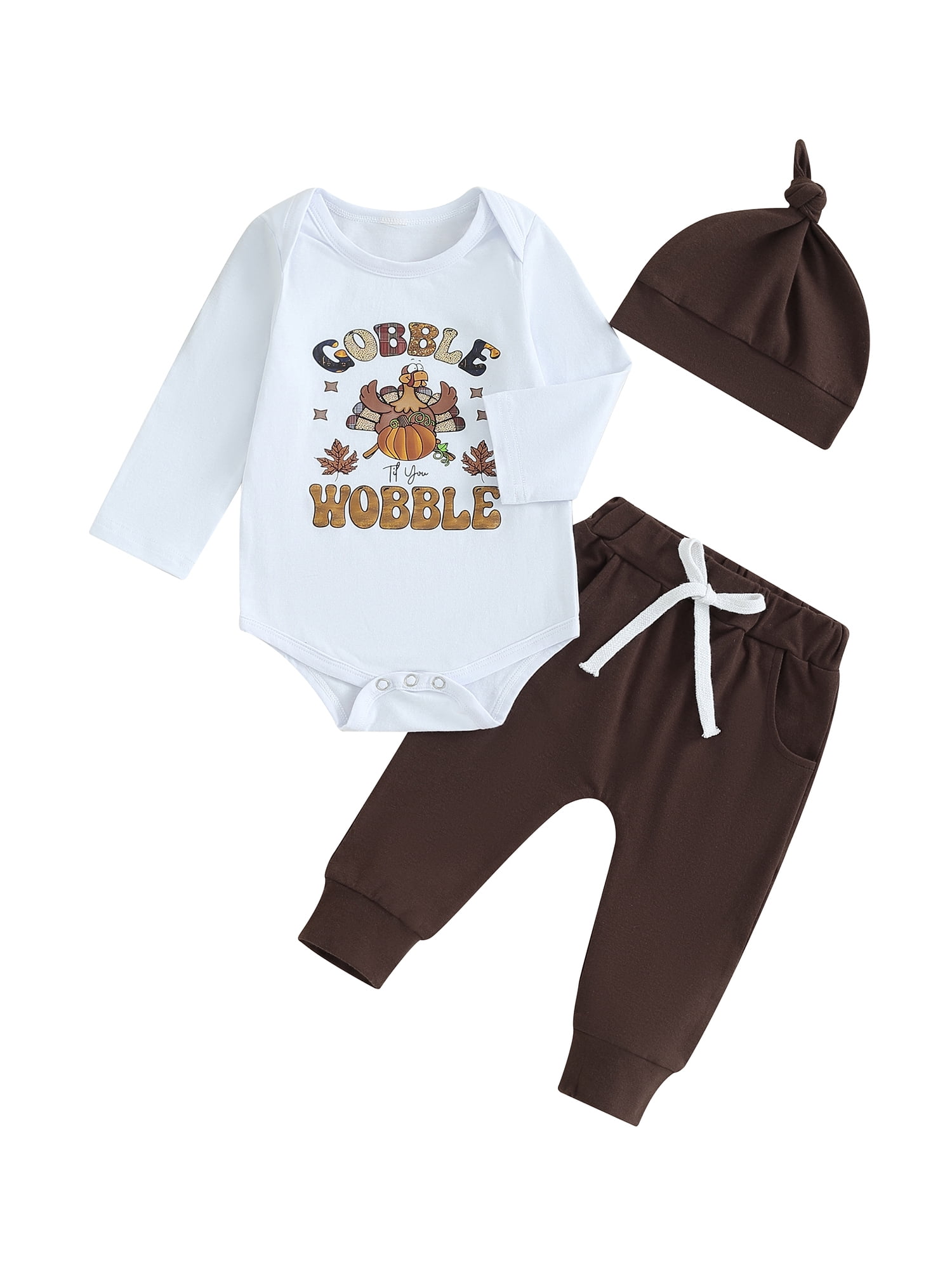 Bagilaanoe 3pcs Newborn Baby Girl Boy Thanksgiving Clothing Sets Turkey Pattern Long Sleeve ...