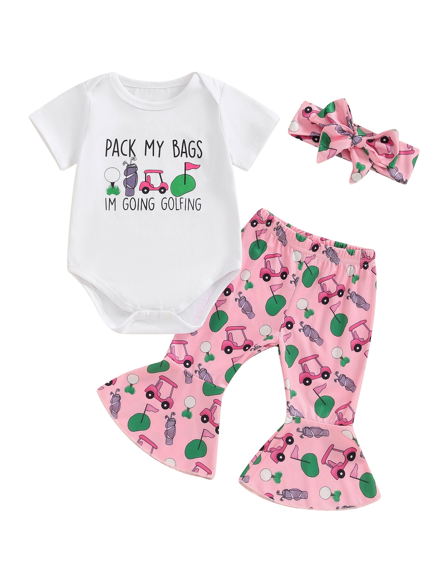 Bagilaanoe 3pcs Newborn Baby Girl Pants Set Short Sleeve Romper Tops ...