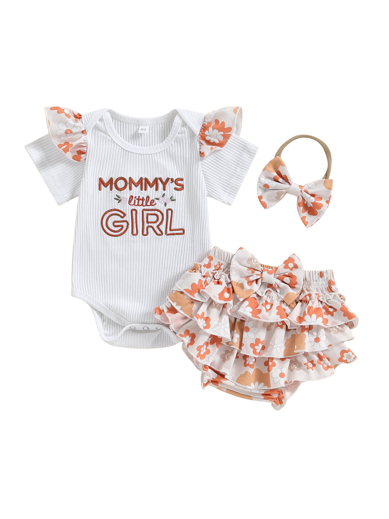 Bagilaanoe 3pcs Newborn Baby Girl Shorts Set Short Sleeve Letter ...