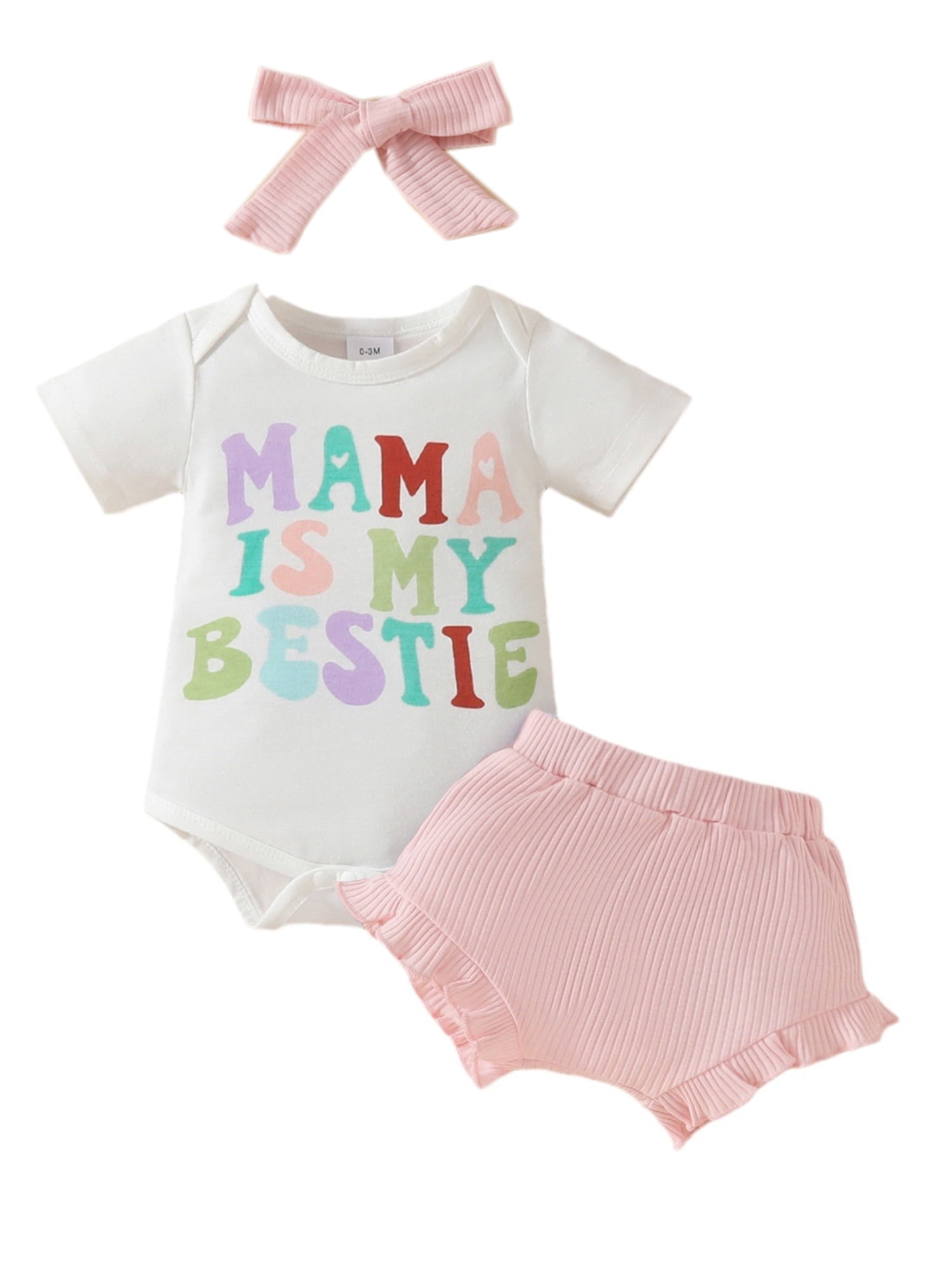 Bagilaanoe 3pcs Newborn Baby Girl Shorts Set Short Sleeve Letter Print ...