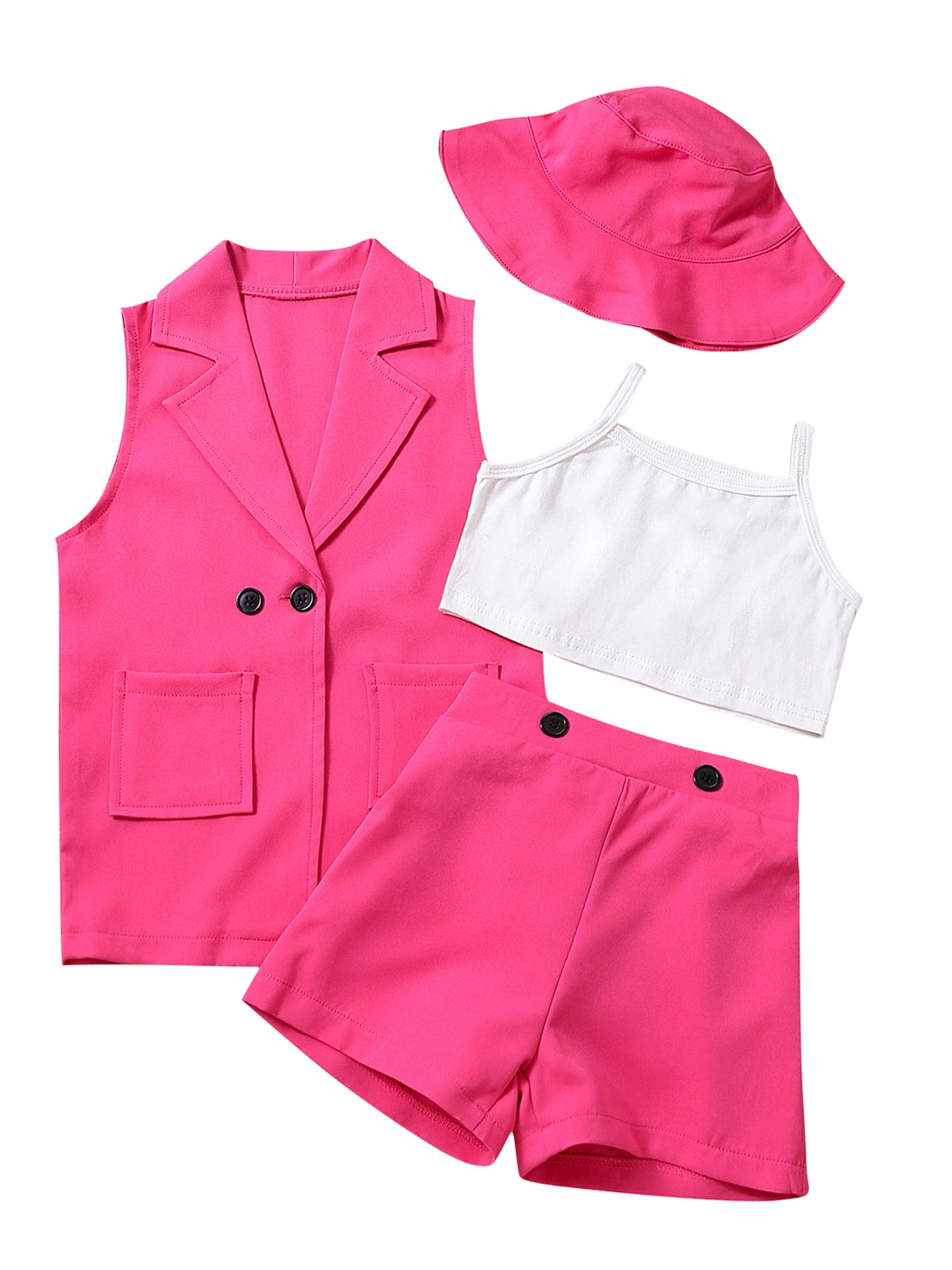 Bagilaanoe 4pcs Little Girl Short Pants Set Sling Camisoles Tops ...