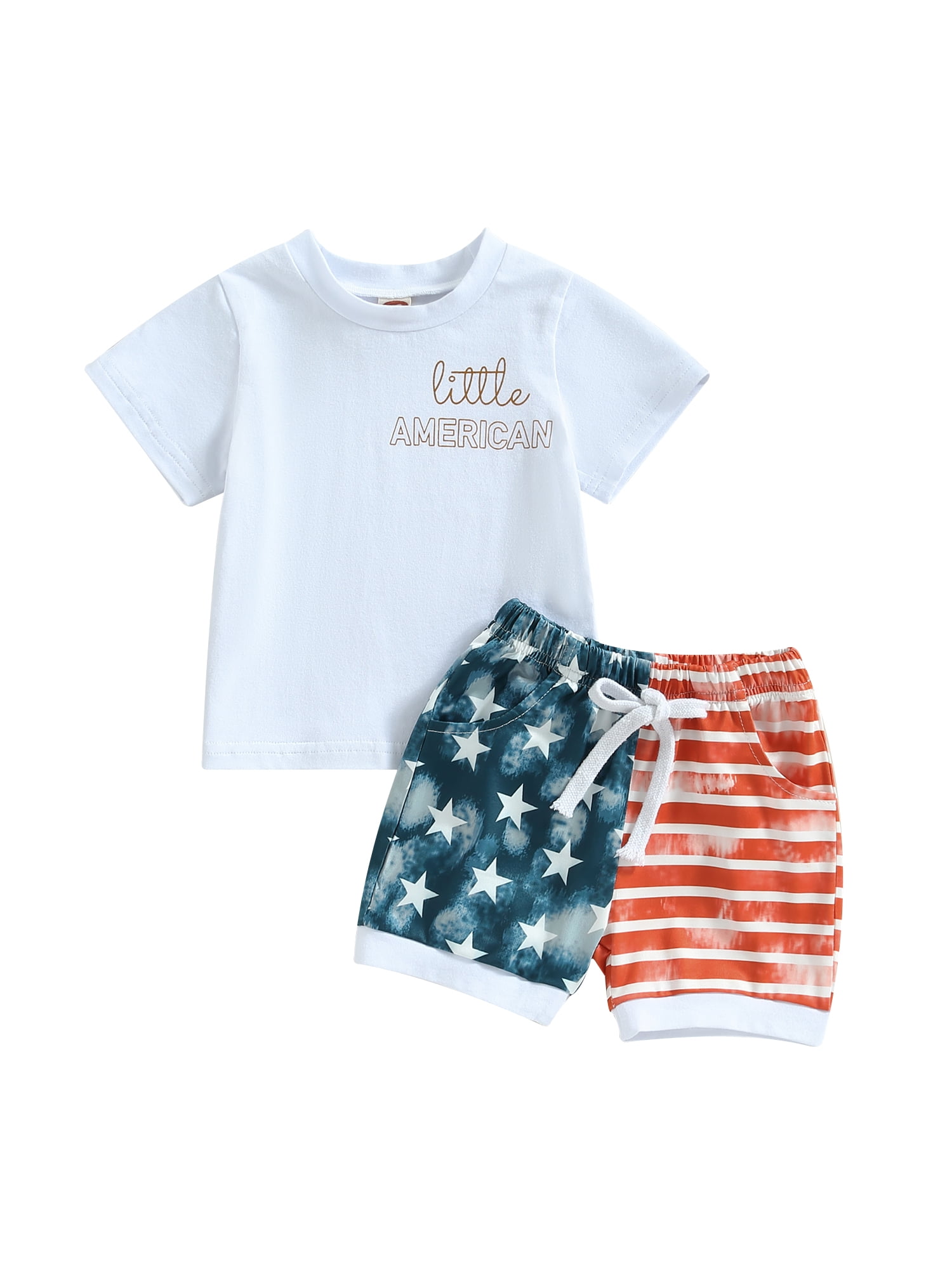 Bagilaanoe 4th of July Clothes for Toddler Baby Boys Girls Letters Print Short Sleeve T-shirt ...