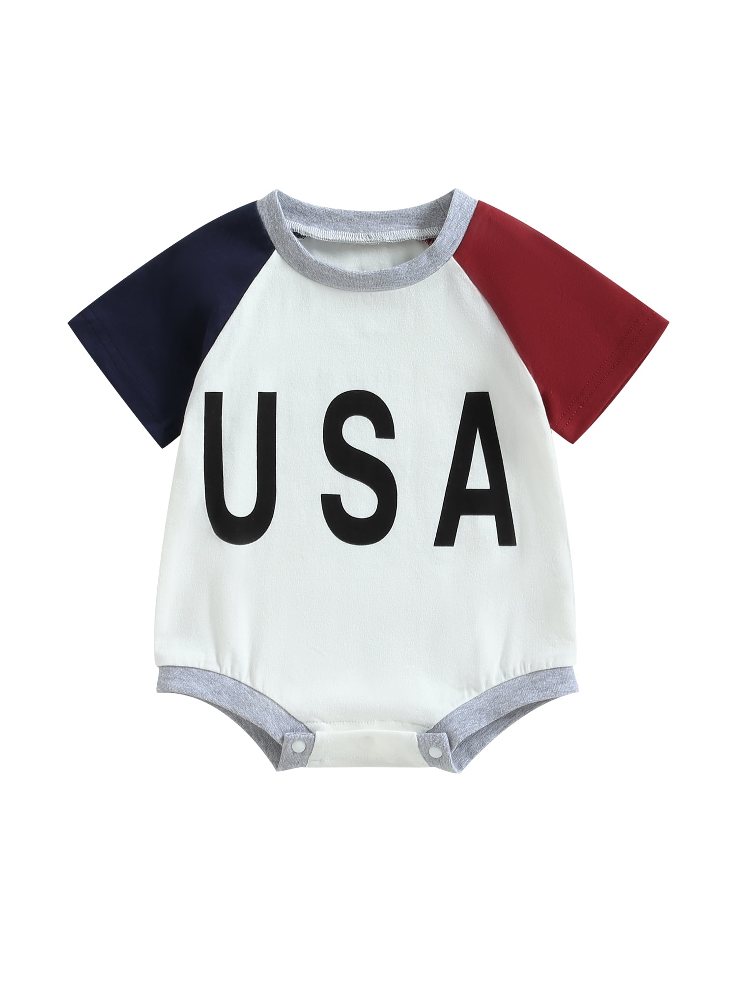 Bagilaanoe 4th of July Newborn Baby Girl Boy Rompers Letter Print Short Sleeve Bodysuit 3M 6M ...