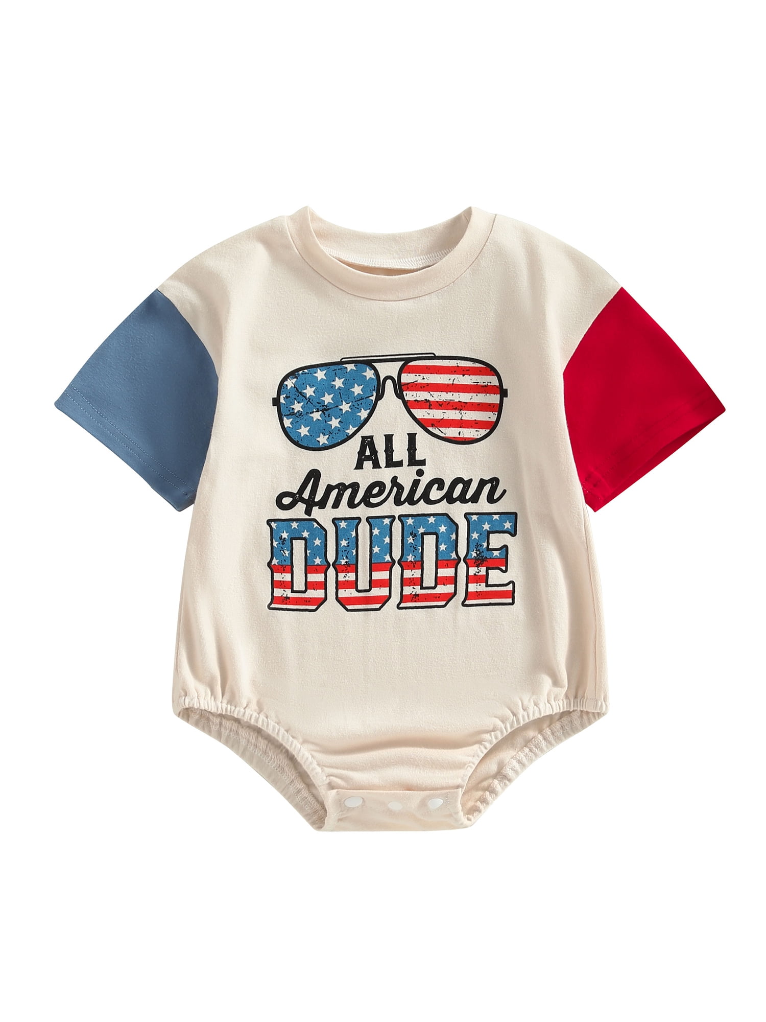 Bagilaanoe 4th of July Newborn Baby Girl Boys Rompers Letters Print Short Sleeve Bodysuit 3M 6M ...