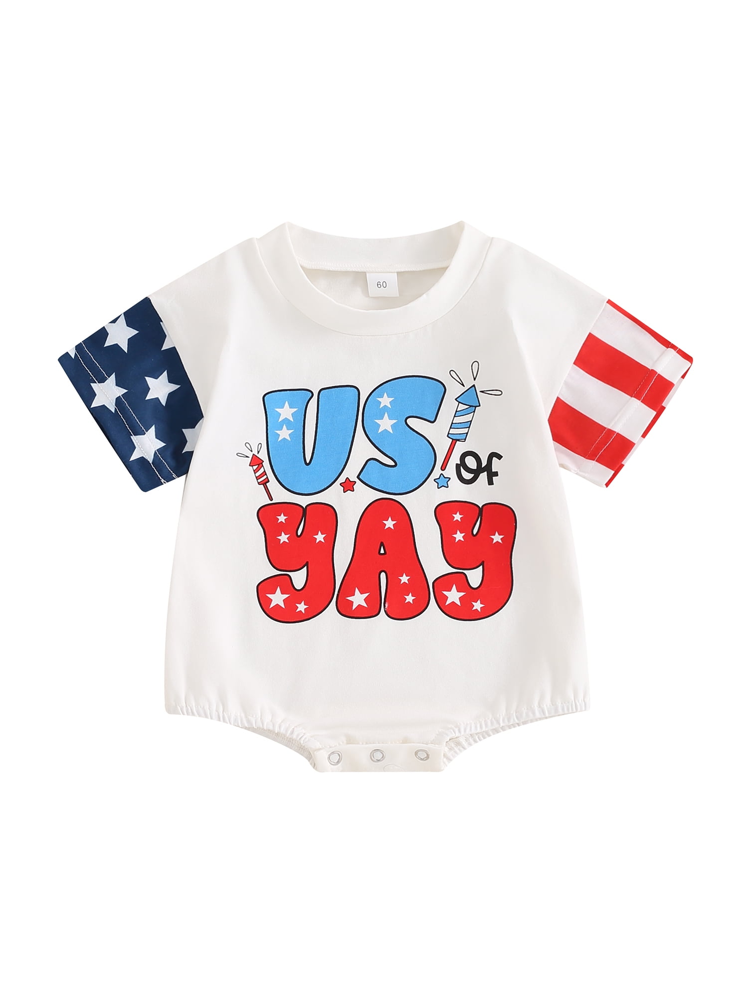 Bagilaanoe 4th of July Newborn Baby Girl Boys Rompers Star Stripe Print Short Sleeve Bodysuit 3M ...