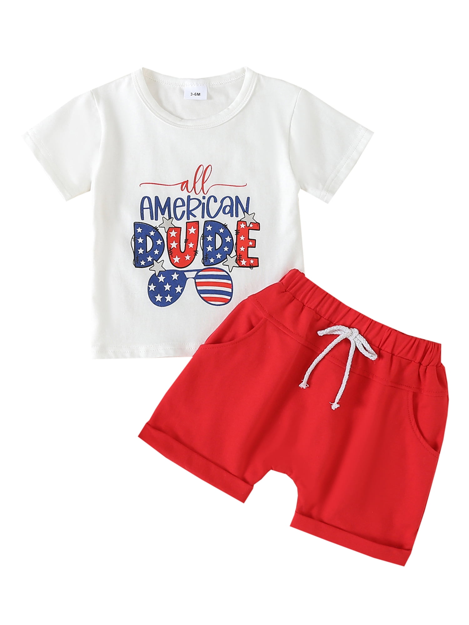 Bagilaanoe 4th of July Outfits for Toddler Baby Boys Short Sleeve ...