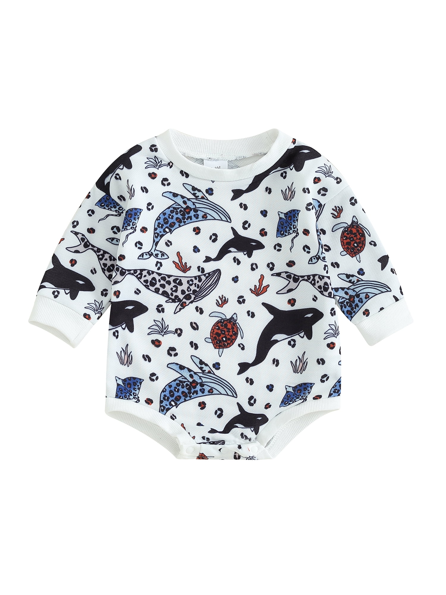 Bagilaanoe Baby Girl Boy Oversized Romper Sweatshirt Newborn Long Sleeve Bodysuits Animal Print ...