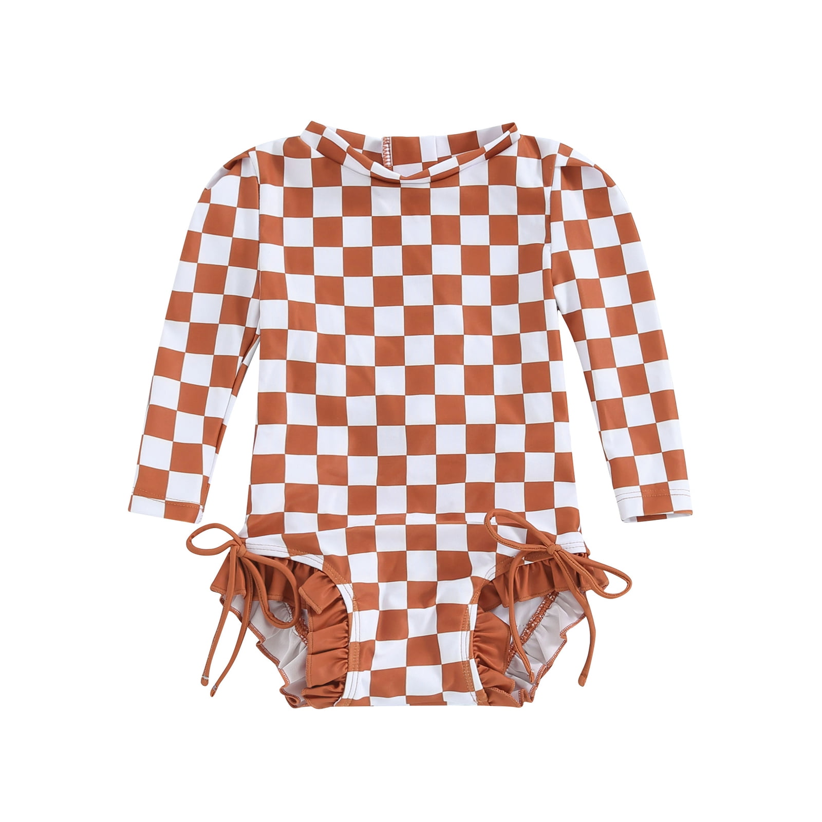Bagilaanoe Checkerboard Long Sleeve Zipper One-Piece Swimsuit, Size 6 ...