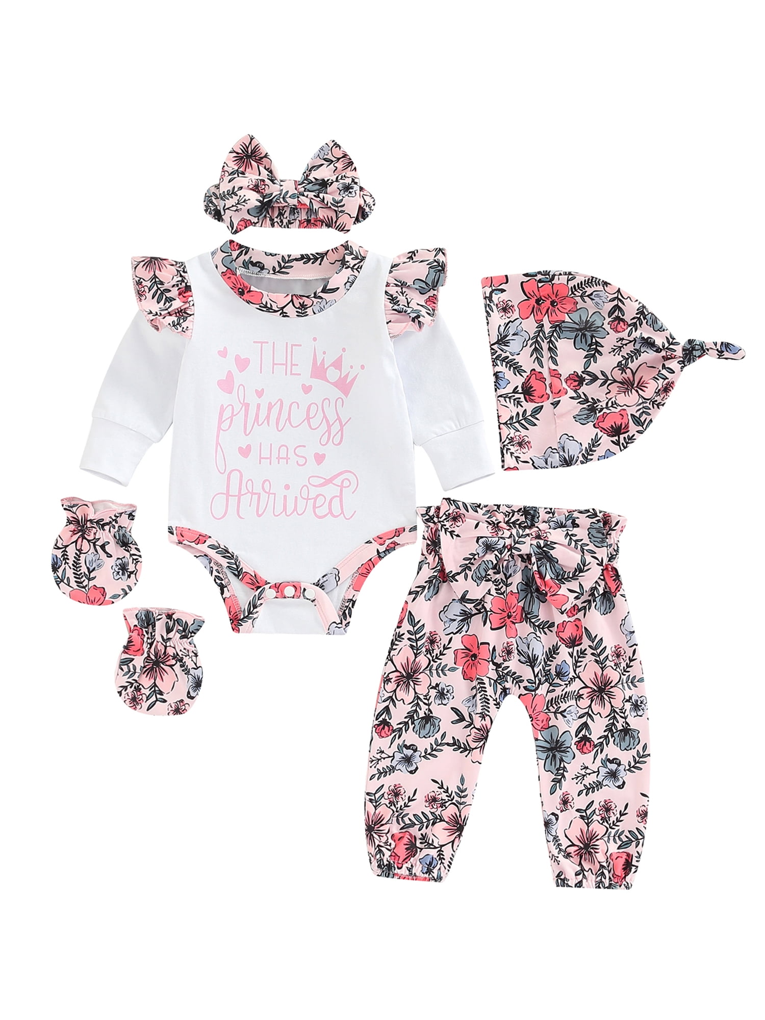 Bagilaanoe Coming Home Outfit for Newborn Baby Girl Long Sleeve Romper ...