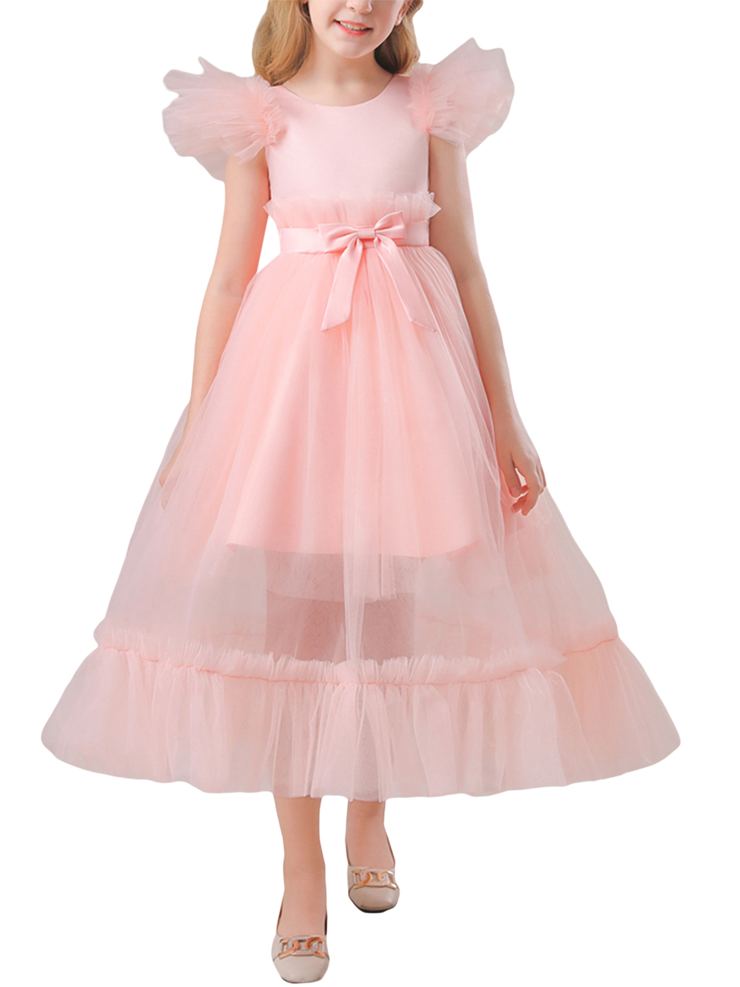 Bagilaanoe Girls Formal Dress Flying Sleeve A-line Princess Dresses 6 ...