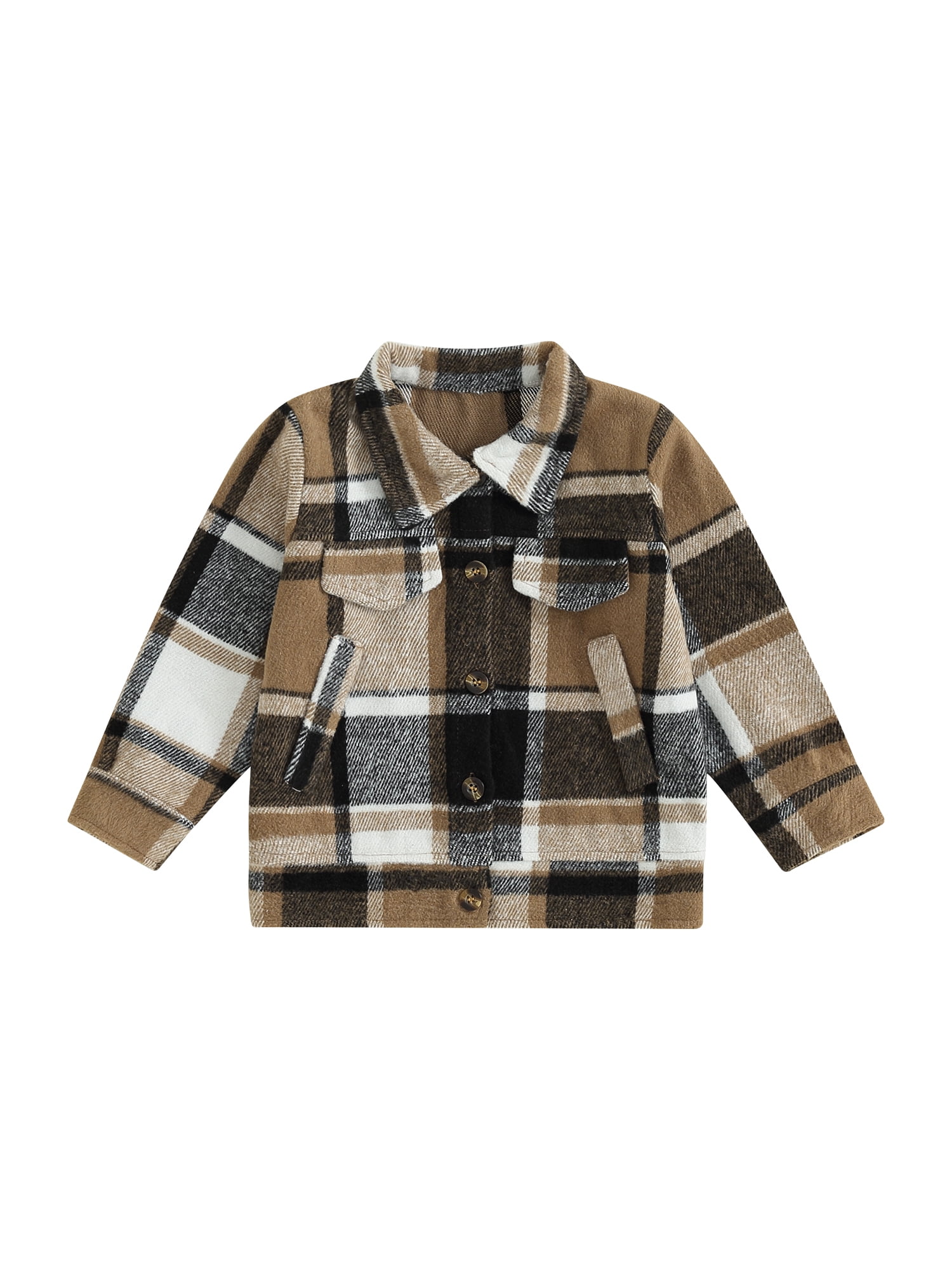 Bagilaanoe Little Boy Shirt Jacket Plaid Long Sleeve Single-Breasted ...