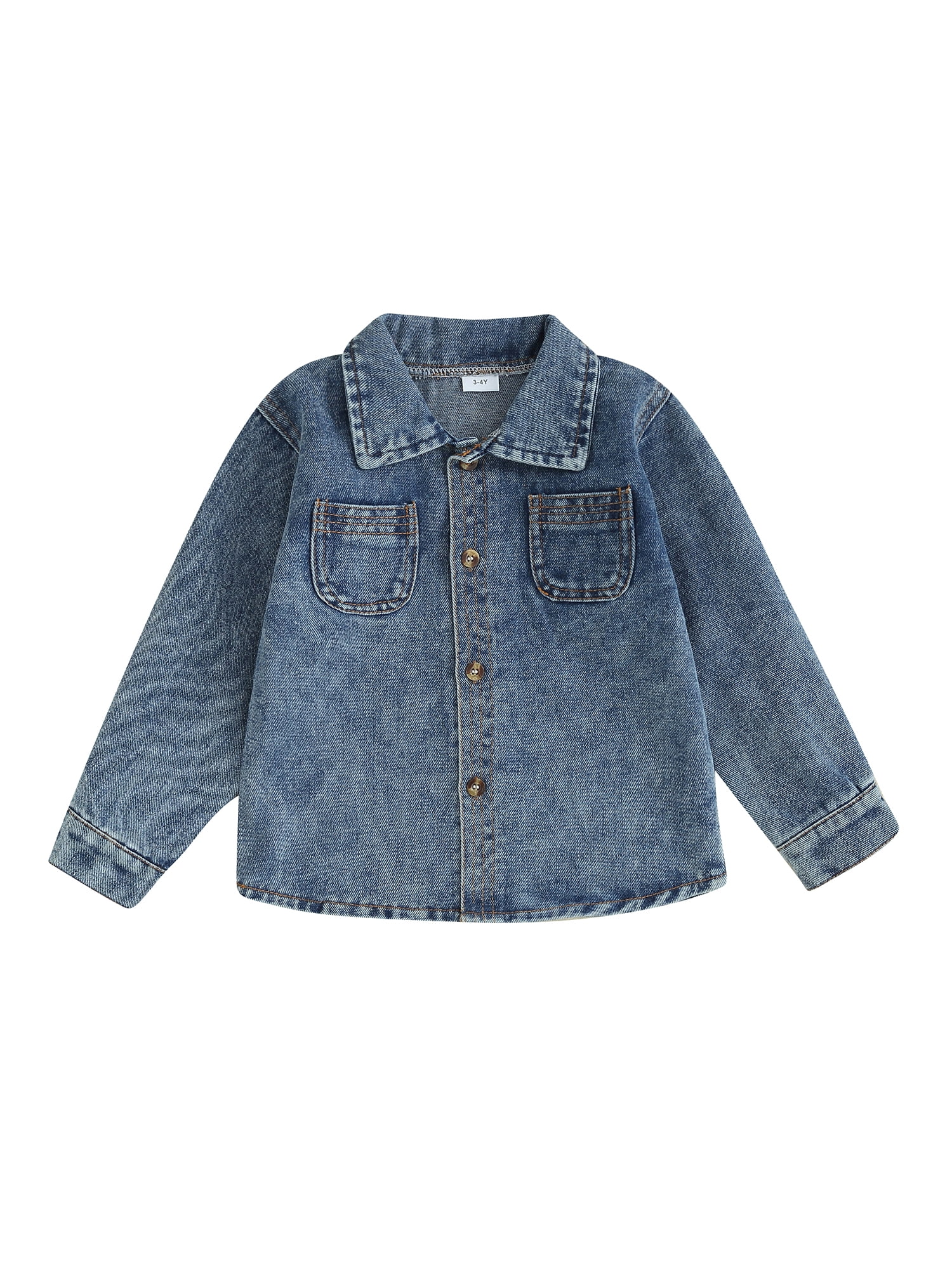 Bagilaanoe Little Girl Boy Denim Jacket Toddler Long Sleeve Shirt ...