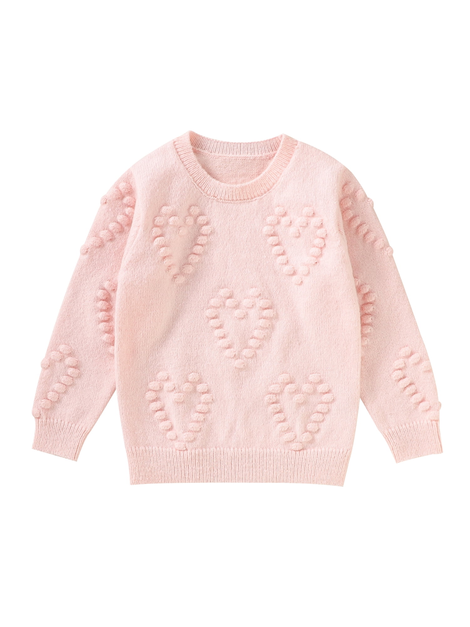Bagilaanoe Little Girl Knitted Sweater Long Sleeve Heart Pattern ...
